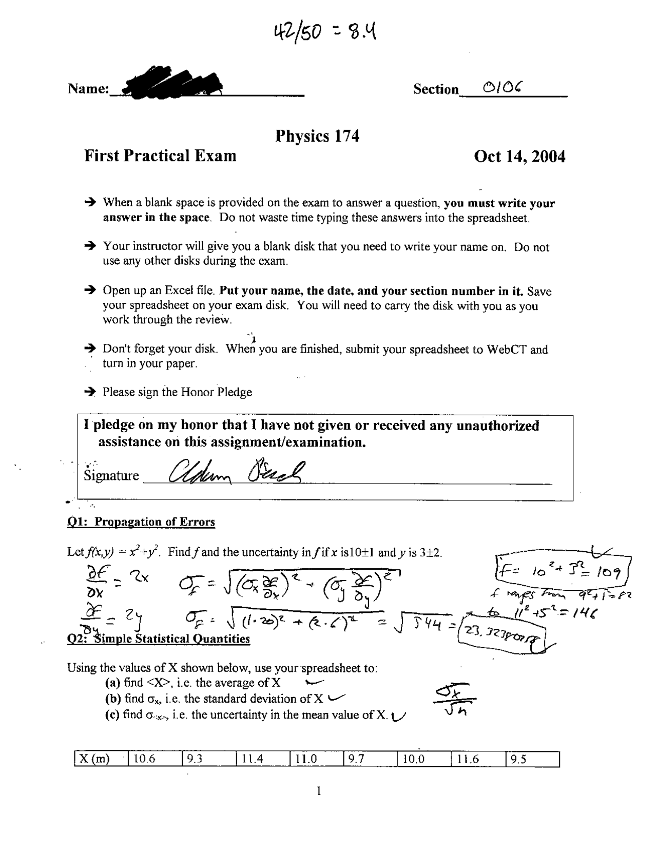 Exam I Practice Questions Solved - Physics Lab Introduction | PHYS 174 ...
