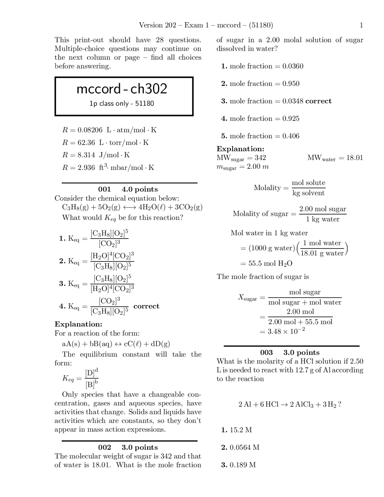 28 Solved Mcqs On Principles Of Chemistry Ii Ch 302 Docsity