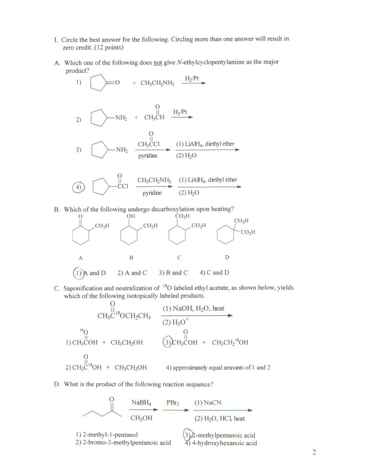 Exam 3 Questions - Organic Chemistry II | CHEM 234 - Docsity