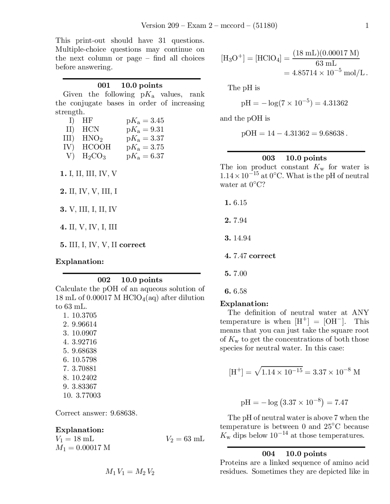 Solved Exam 2 Principles Of Chemistry Ii Ch 302 Docsity