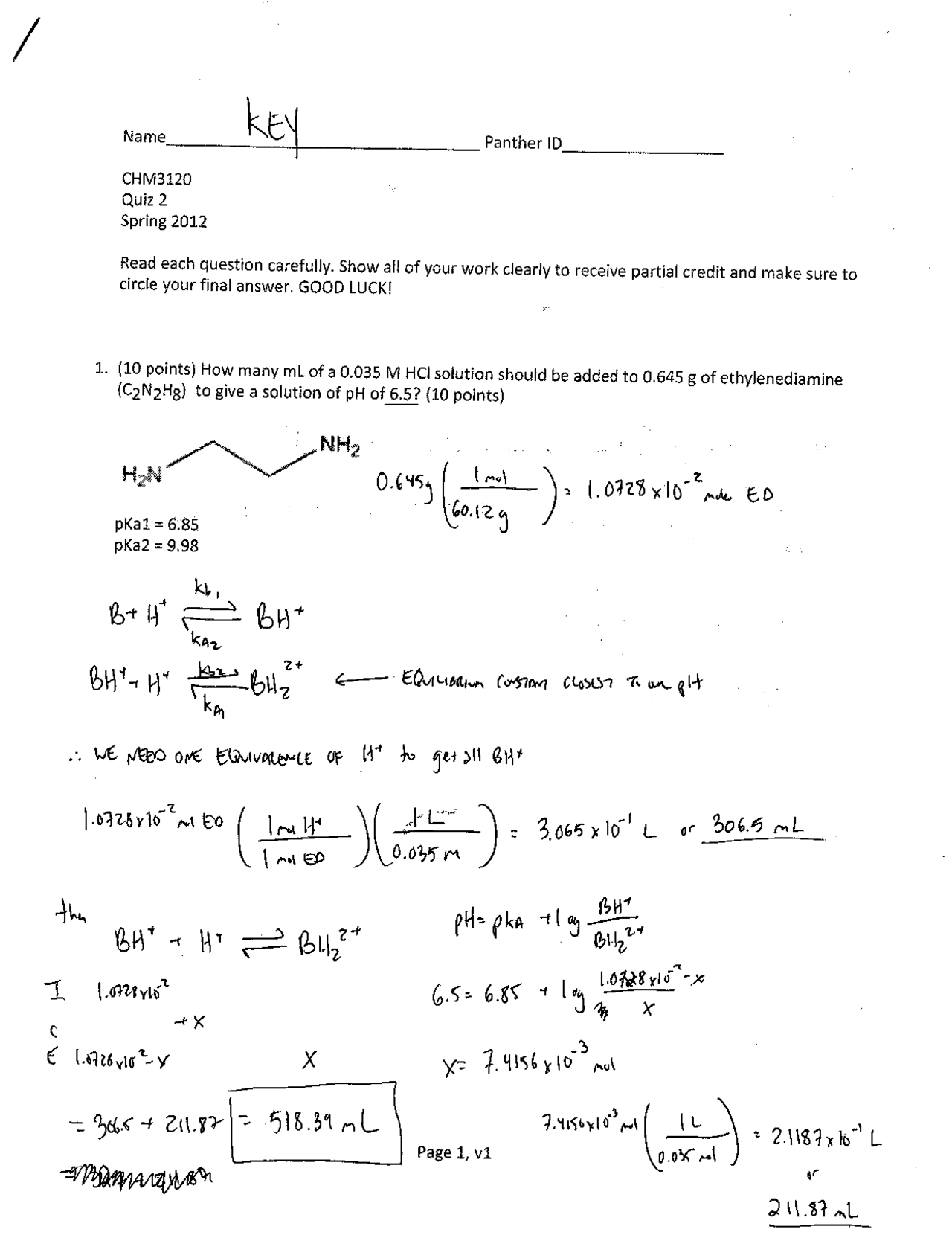 Introduction To Analytic Chemistry Quiz Ii Solved Chm 3120 Docsity