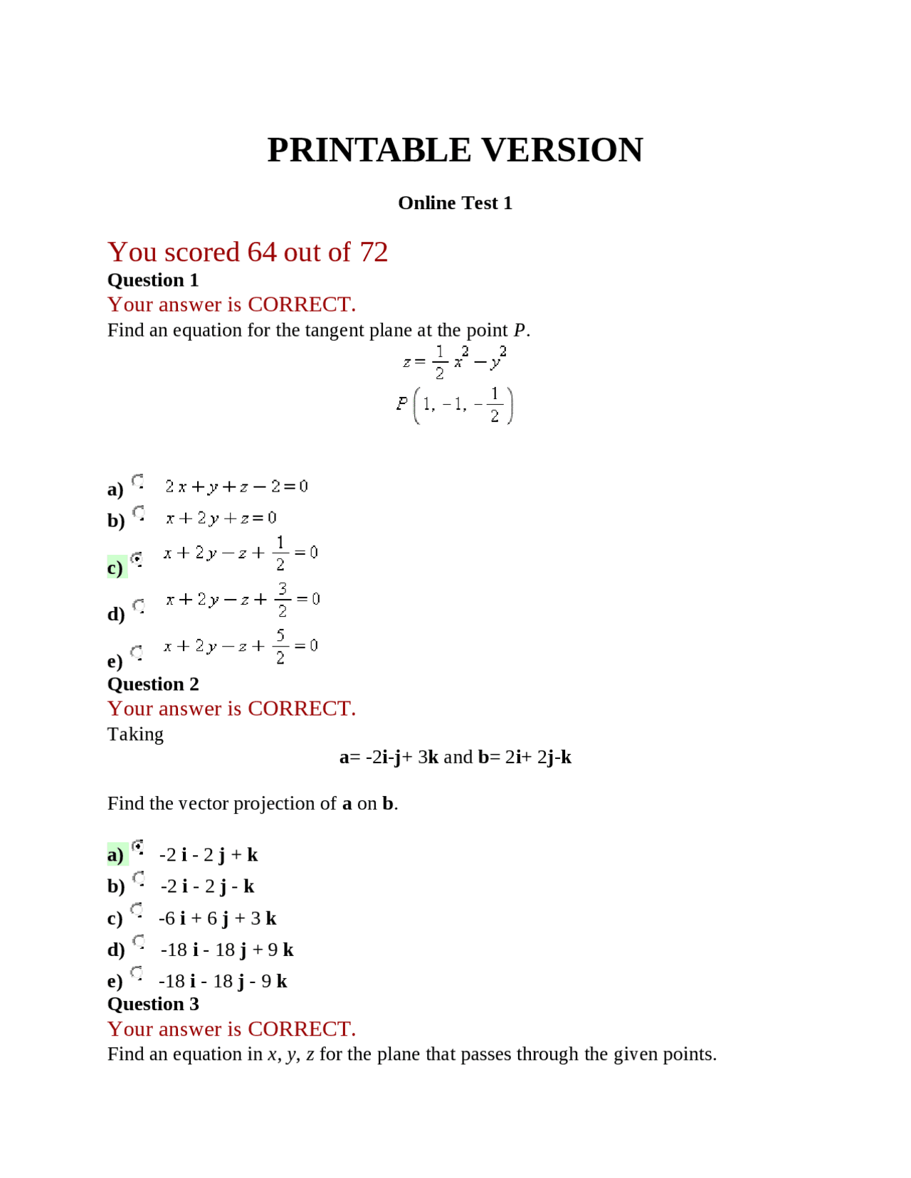 11-question test on Calculus III with solutions | MATH 2433 | Exams ...