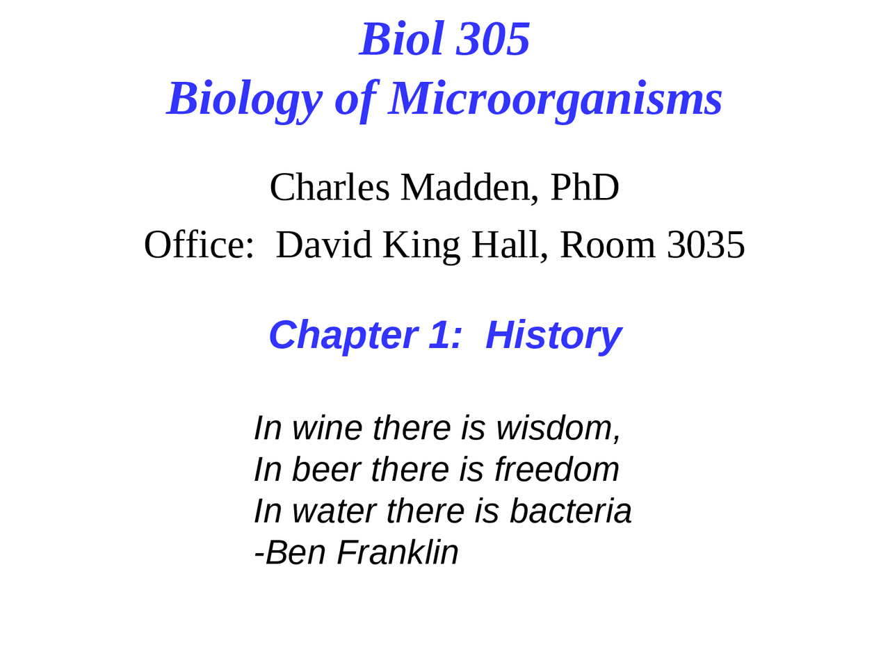 History Of Biology Of Microorganisms Lecture Slides Biol 305 Docsity