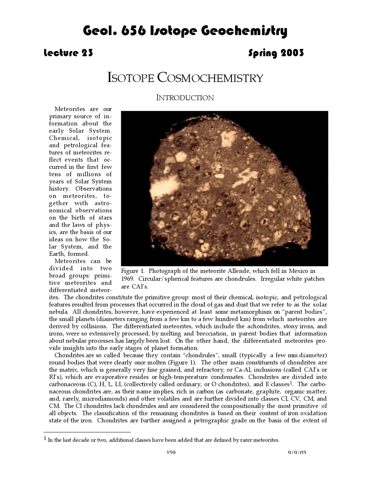 Isotope Cosmochemistry Lecture Notes Geochemistry 1 Docsity