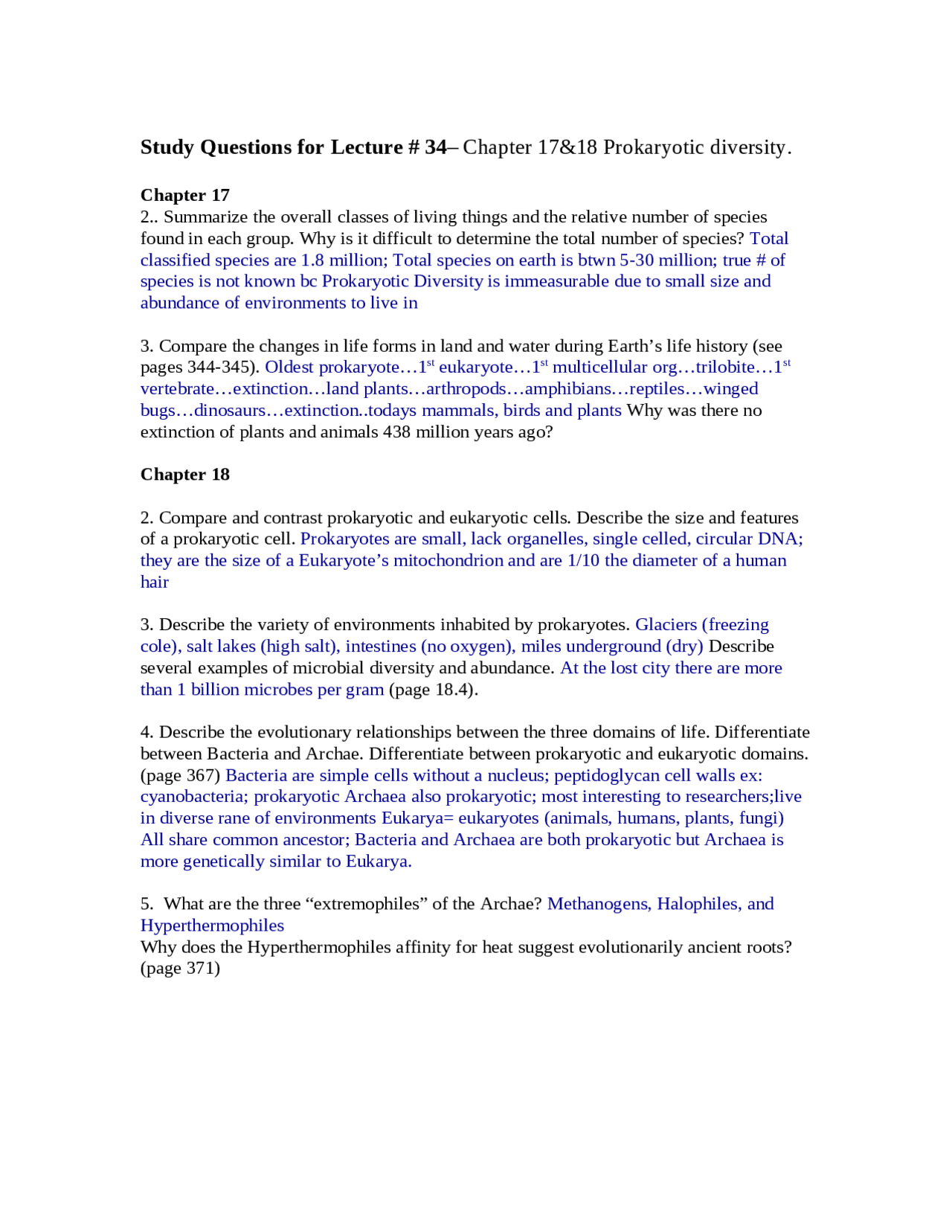 Prokaryotic Diversity Lecture Notes Biol 1103 Docsity