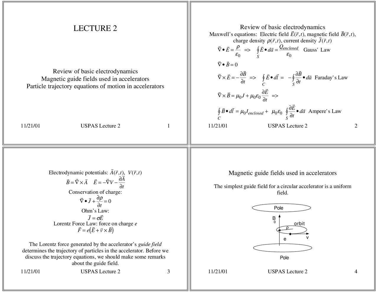 Review Of Prequistics Lecture Slides Accelerator Physics Docsity