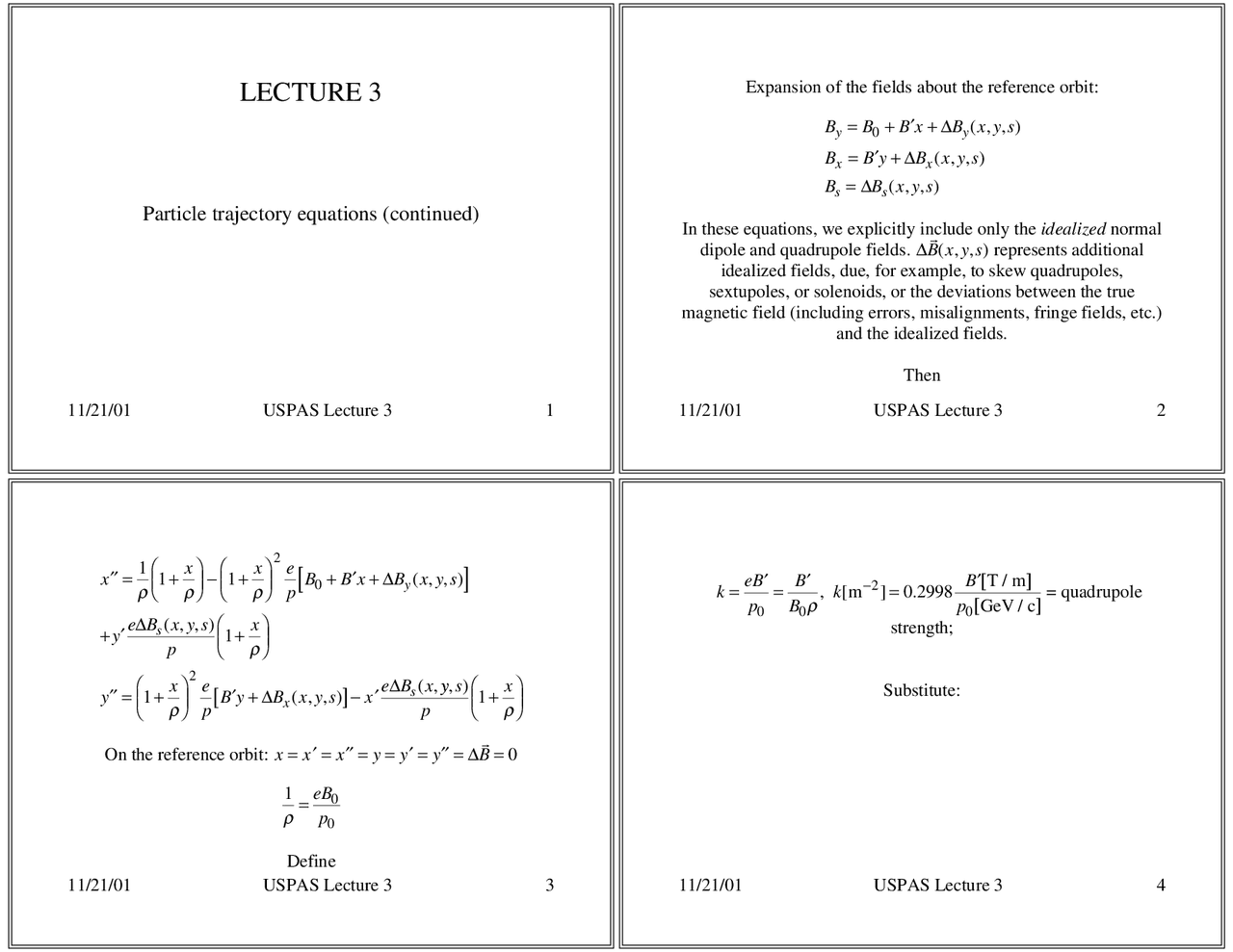 Particle Trajectory Equations Lecture Slides Accelerator Physics