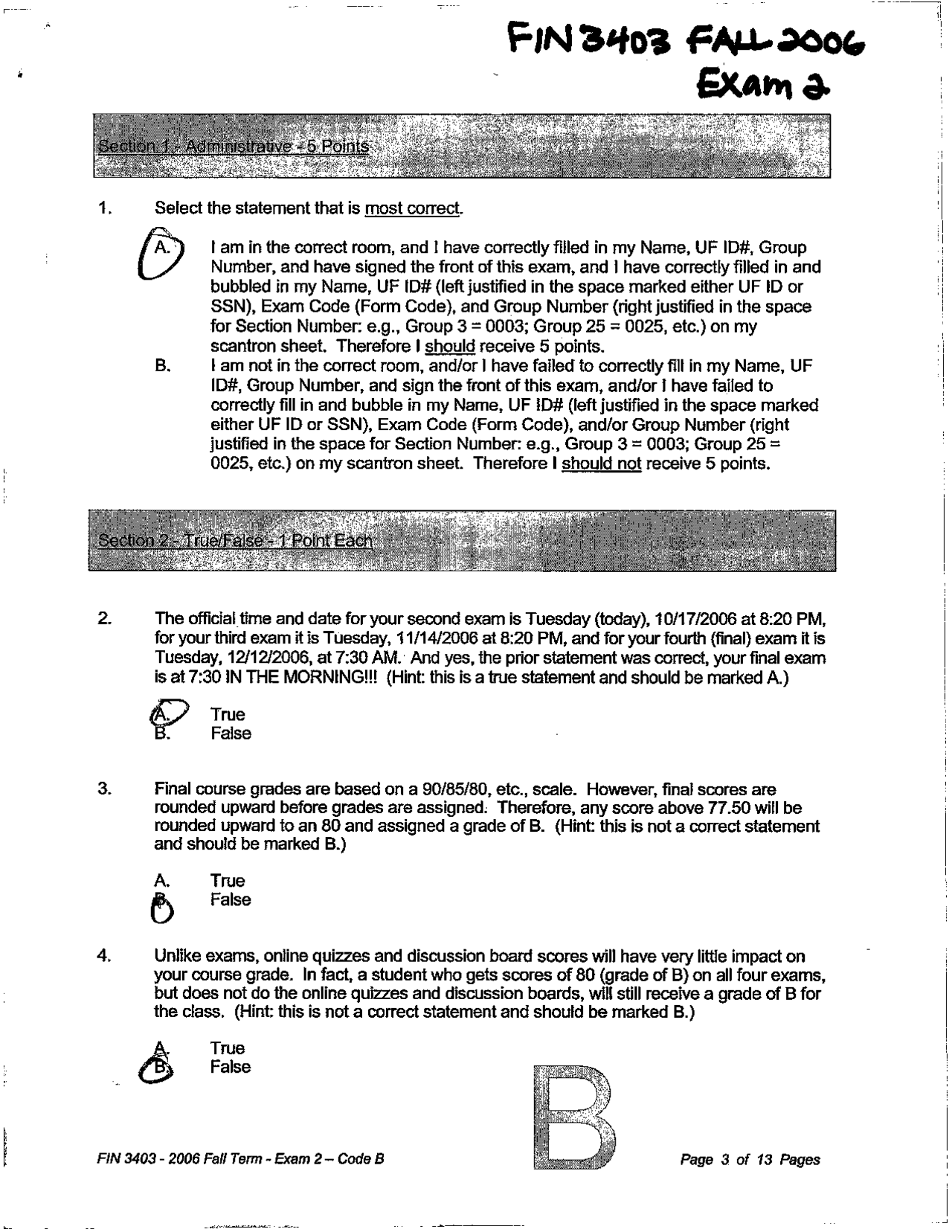 32 Solved Questions on Business Finance - Exam | FIN 3403 - Docsity