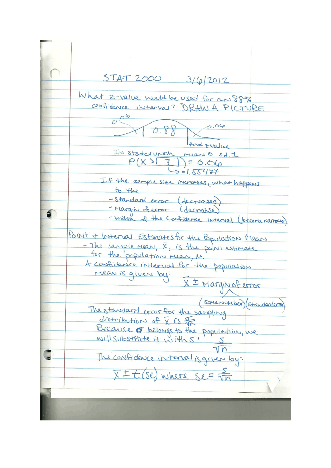 Random Day Of Class Introductory Statistics Handwritten Notes
