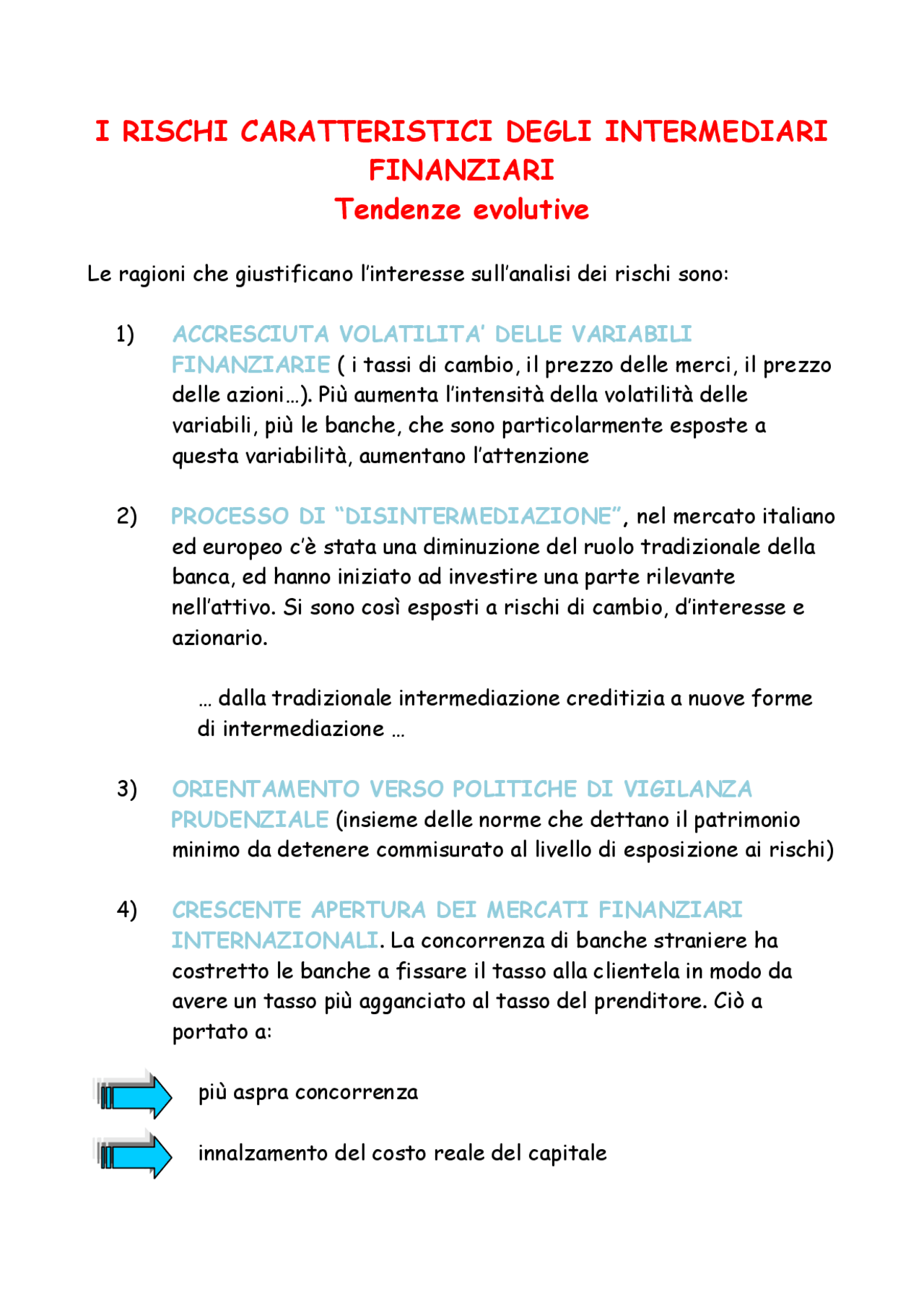 I RISCHI CARATTERISTICI DEGLI INTERMEDIARI FINANZIARI - Docsity