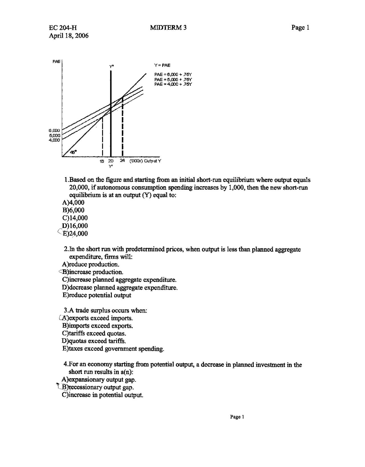 Midterm Exam 3 With Solution Principles Of Macroeconomics Econ 204