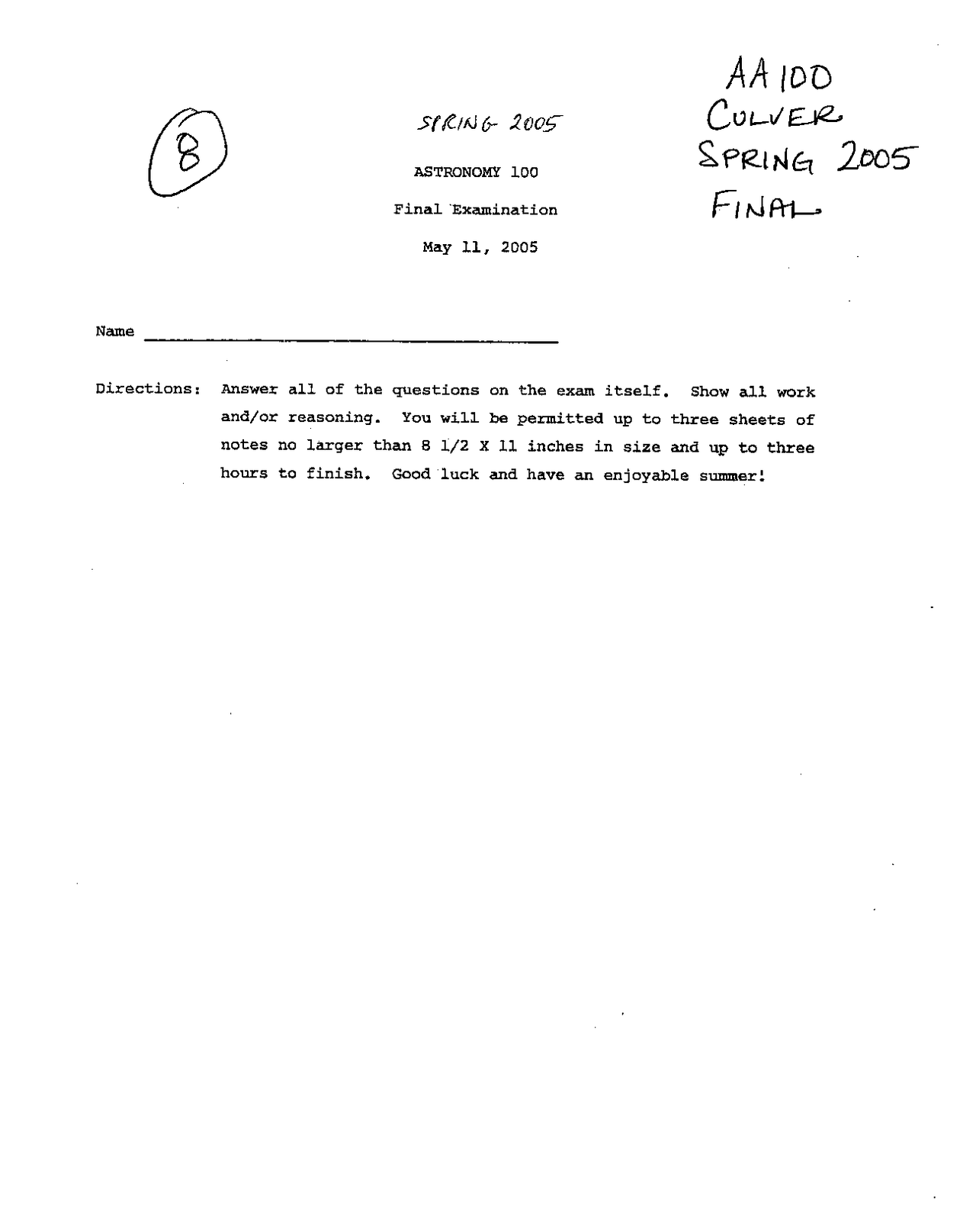 7 Questions On Introduction To Astronomy Final Exam Aa 100 Docsity