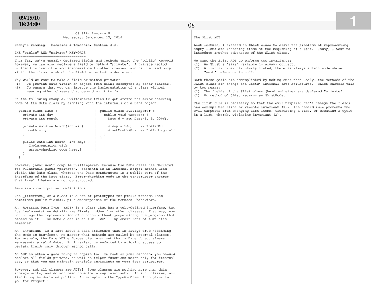 Public and Private Keywords - Essay - Computer Science - Docsity