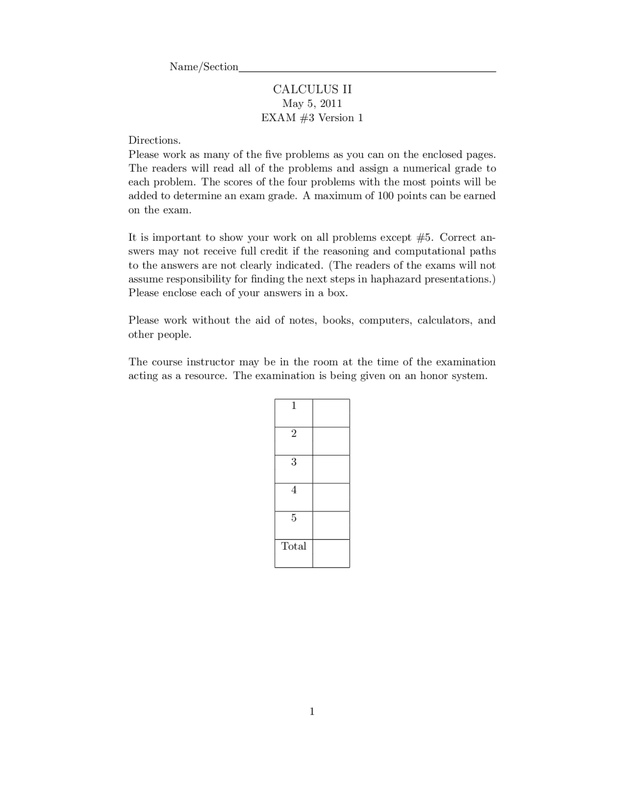 Exam 3 Questions | Calculus II | MATH 1020 - Docsity