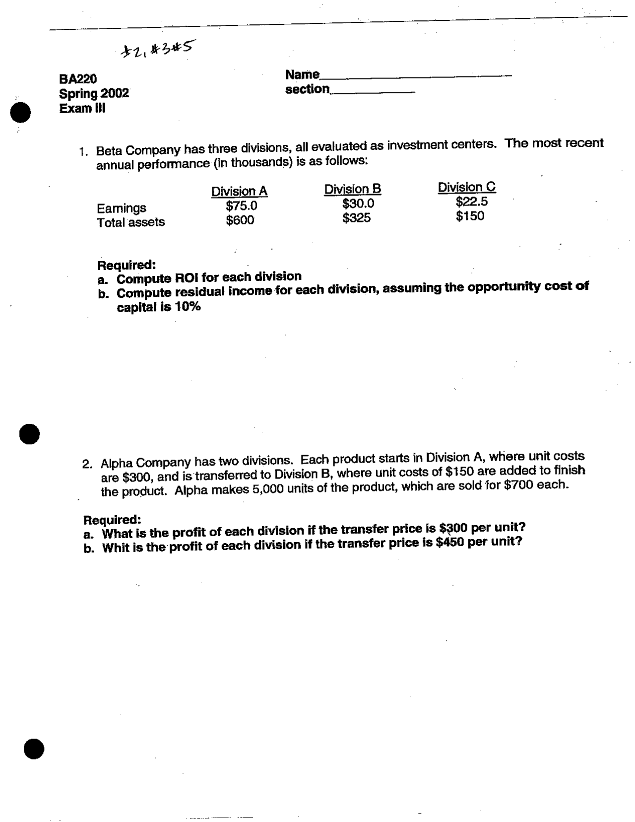 6 Solved Problems On Total Investment Exam Lll Act 220 Docsity