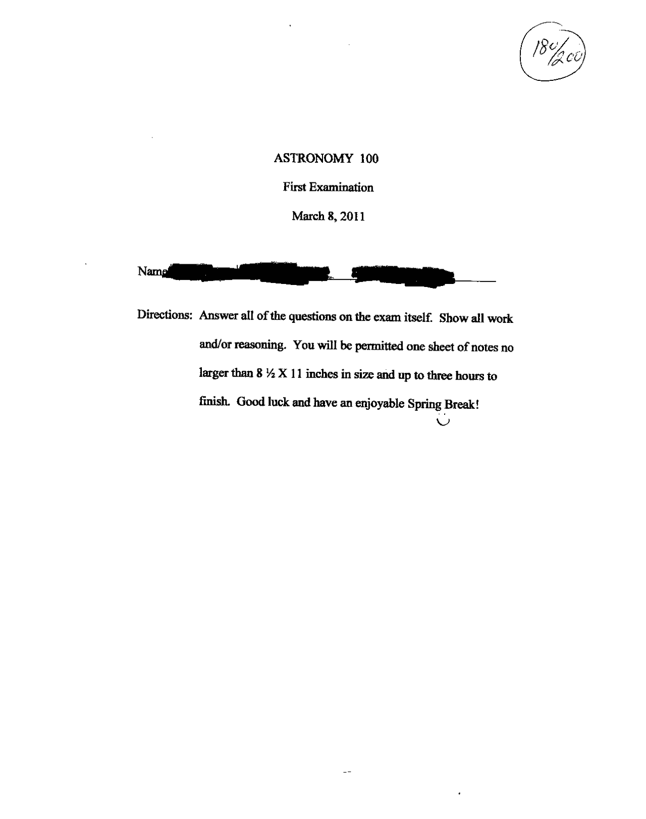 Introduction To Astronomy Solved Questions For Exam 1 Aa 100 Docsity