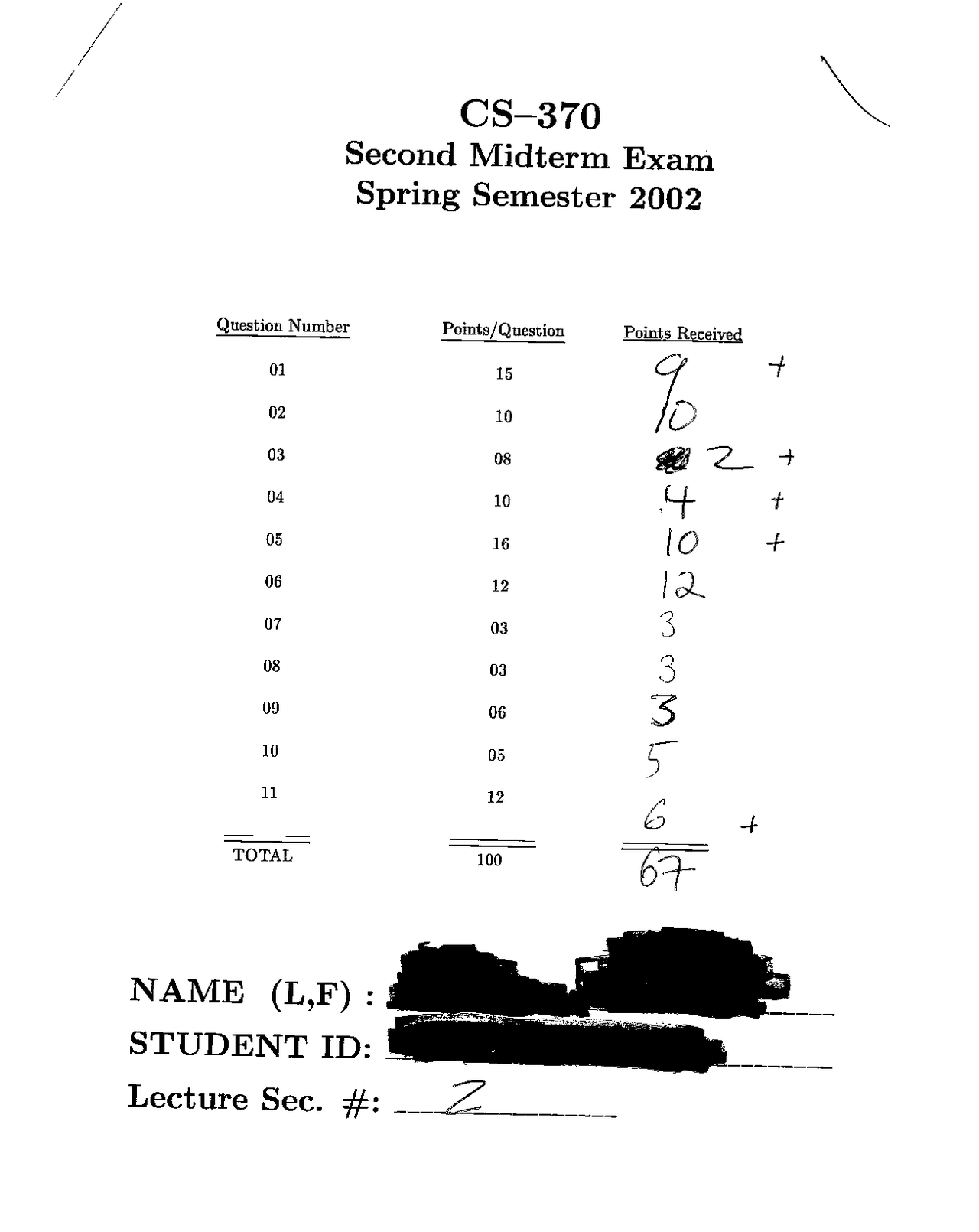 Second Midterm Exam - System Architecture and Software - Spring 2002 ...