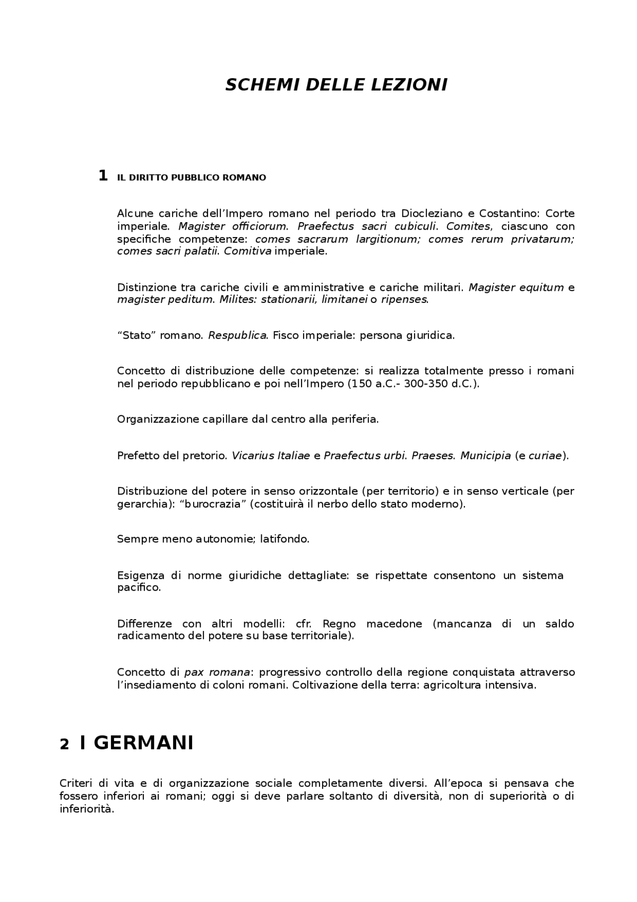 Schemi Delle Lezioni Docsity