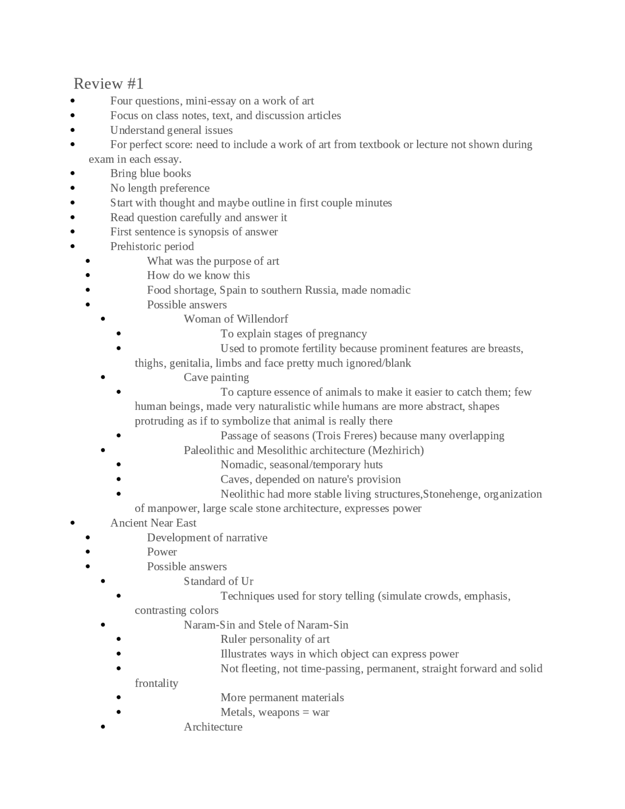 Exam 1 Review | Survey of Ancient Through Medieval Art | ARH 302 - Docsity