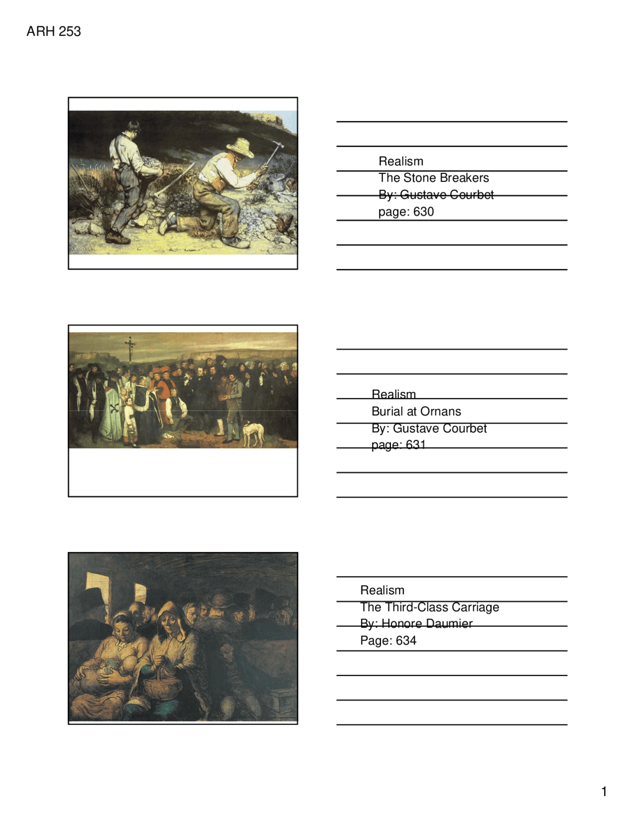 ARH 253: Art History - Realism, Impressionism, Post-Impressionism ...