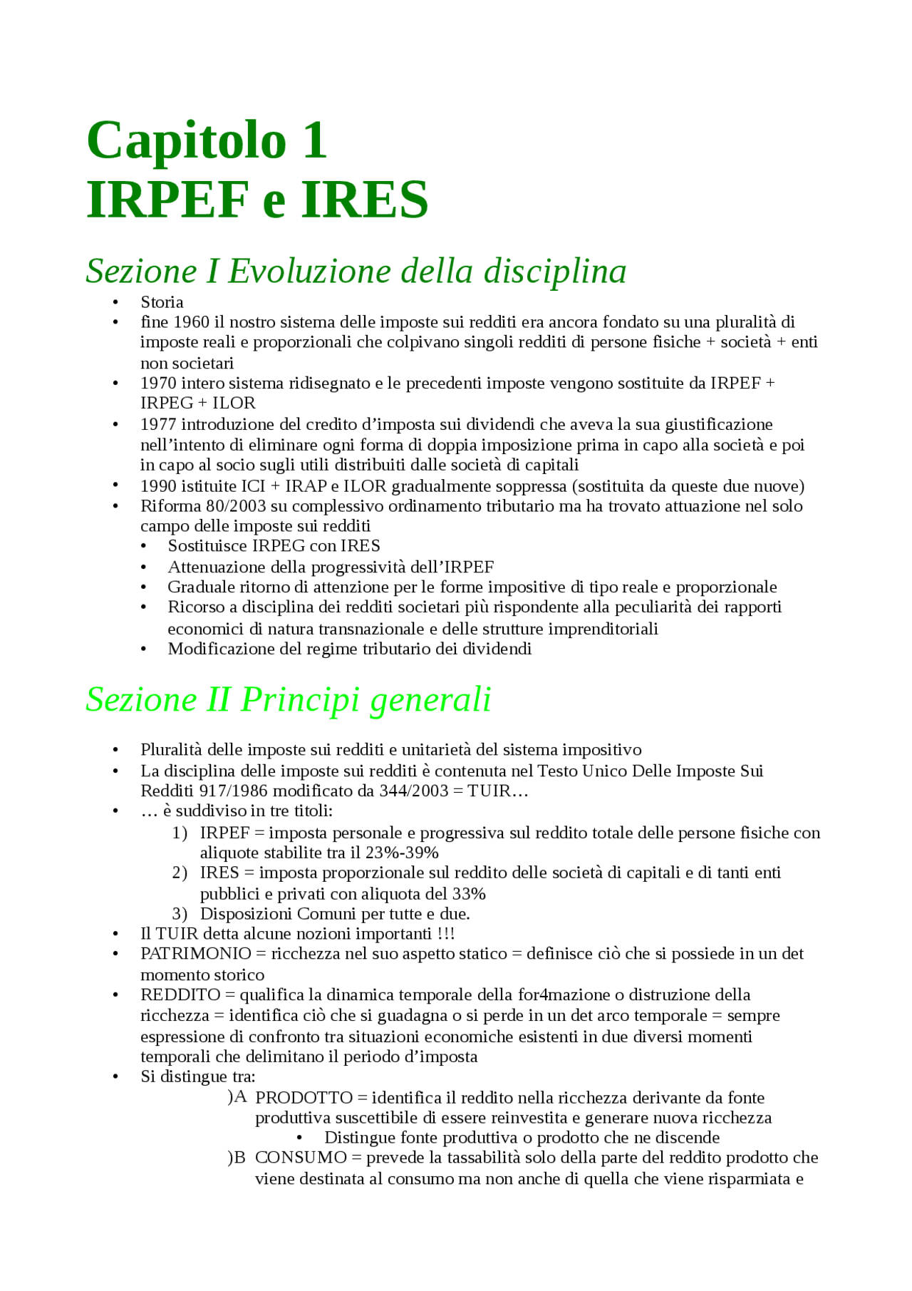 Irpef E Ires Appunti Diritto Tributario Appunti Di Diritto