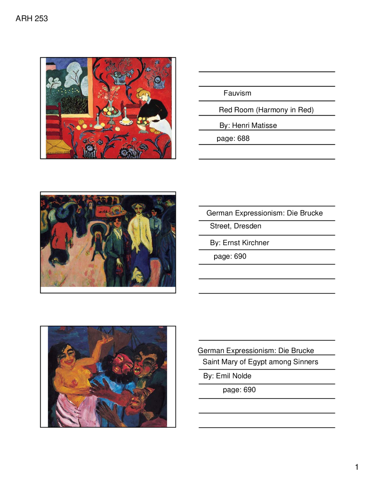 ARH 253: A Exploration of Art Movements and Their Keyworks - Prof ...