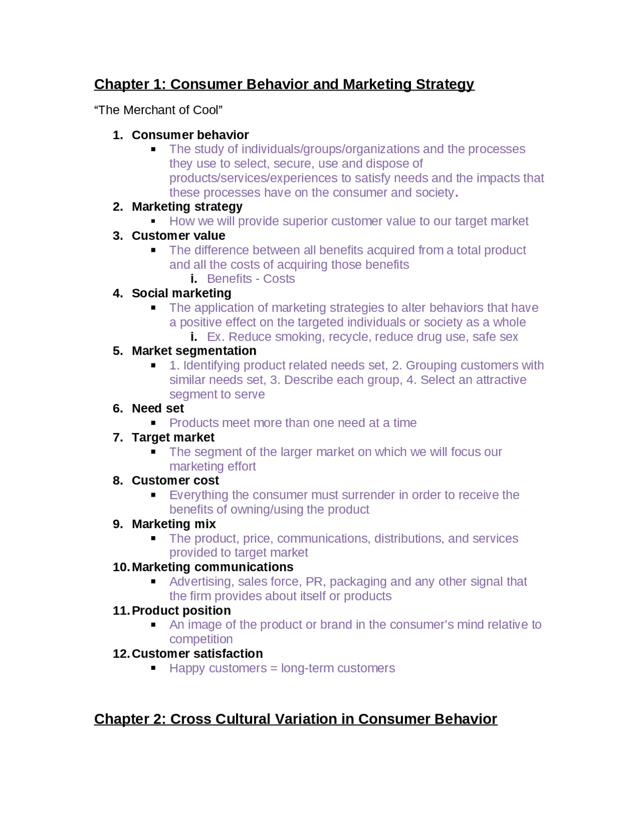 Consumer Behavior And Marketing Strategy Lecture Notes Mark 4100