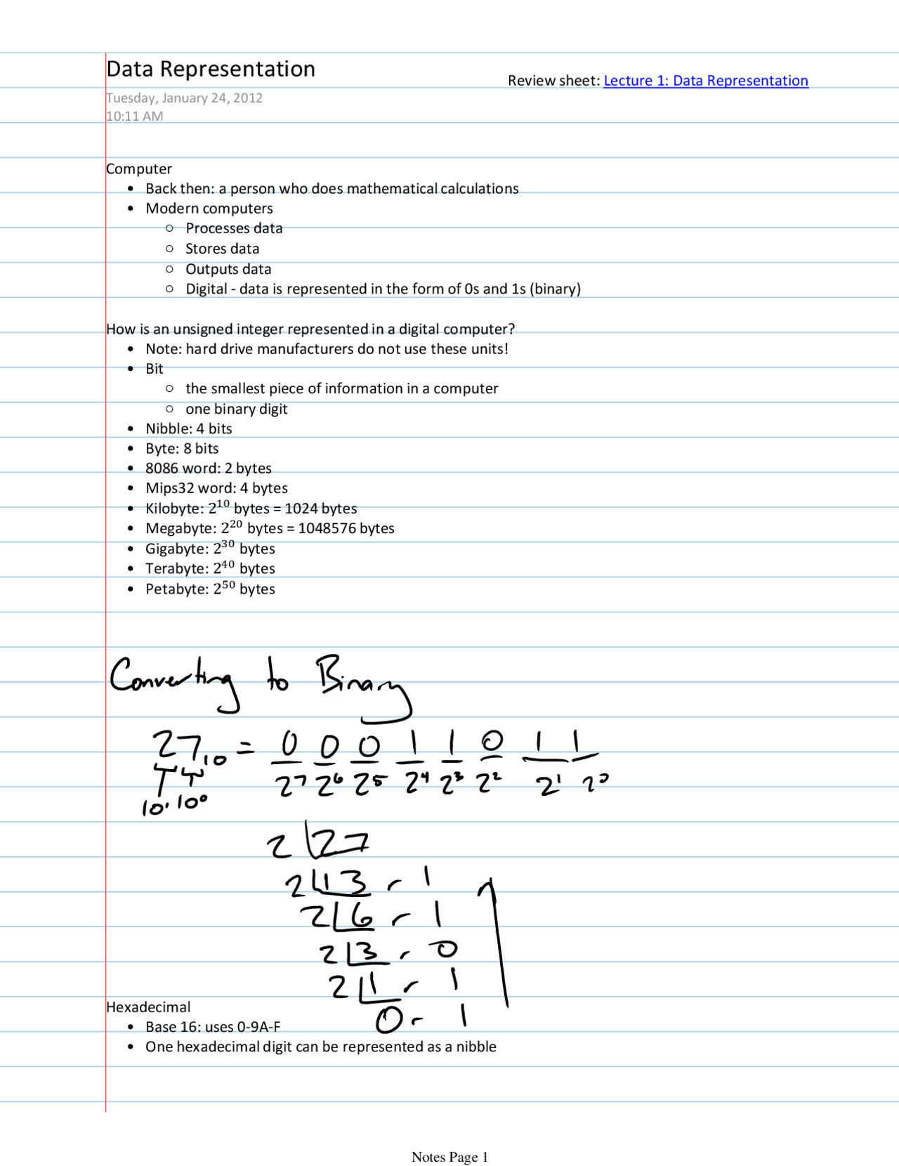 Notes On Data Representation Computer Organization Csci 2500 Docsity