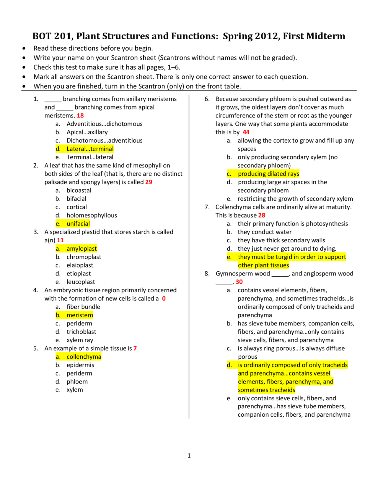 50 Solved Mcqs On Plant Structures And Functions Midterm Exam Bot