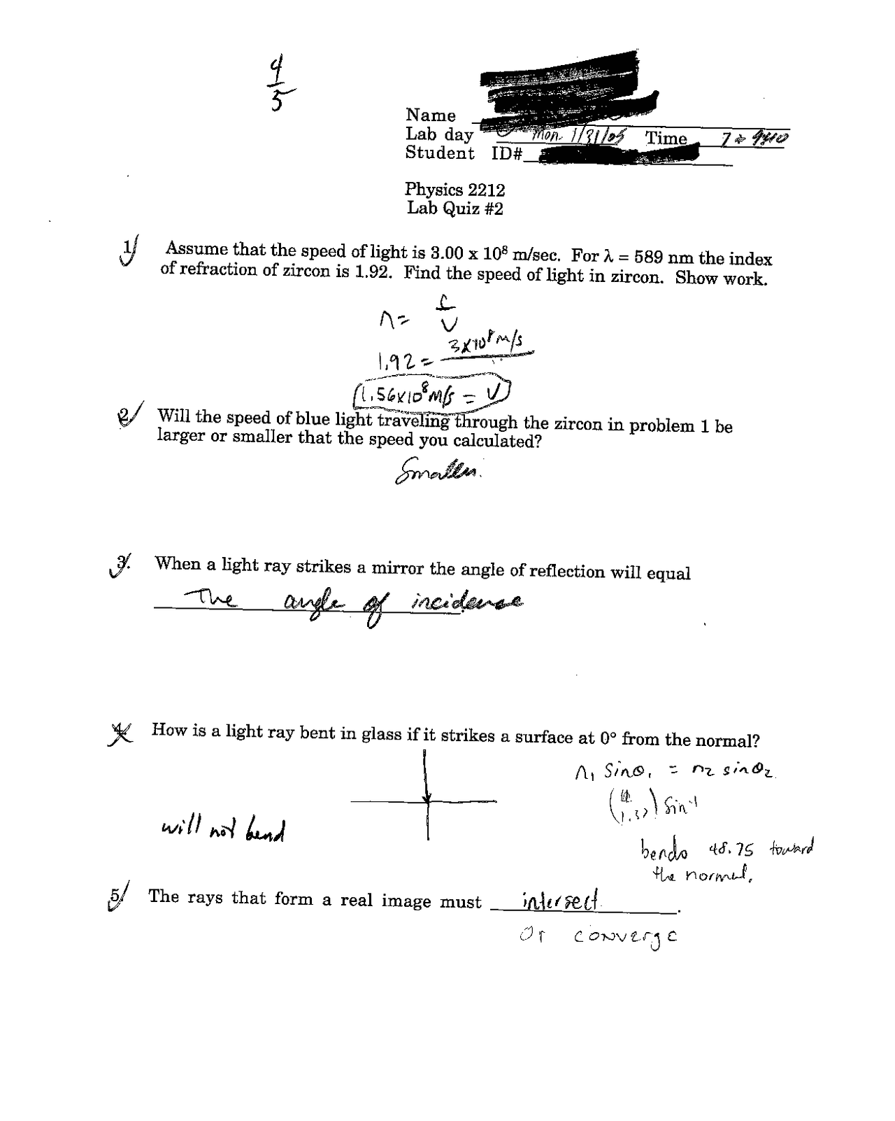 5 Questions On Introduction To Physics Ii Lab Quiz 2 Phys 2212