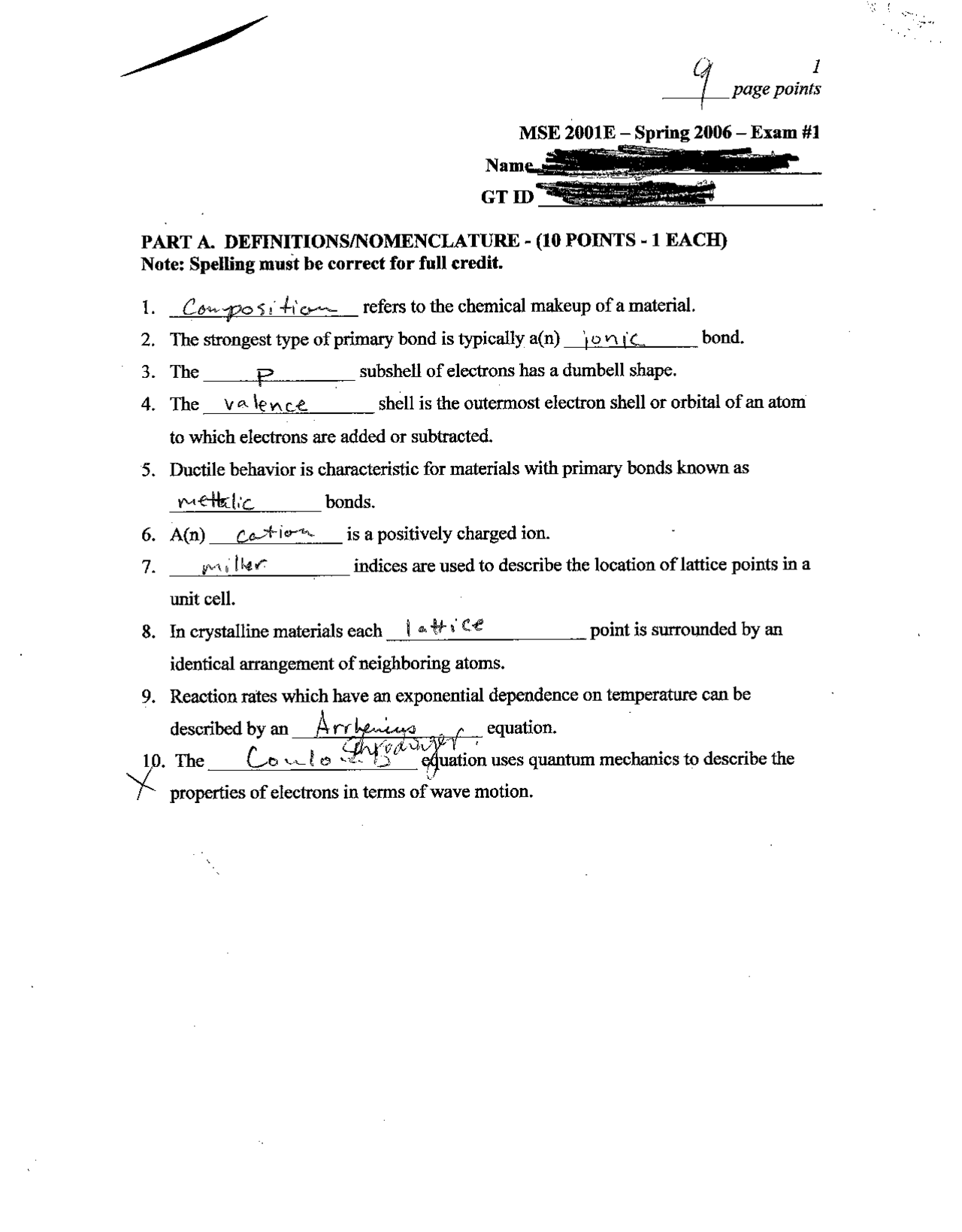 Principles And Applications Of Engineering Materials Exam 1 Solution