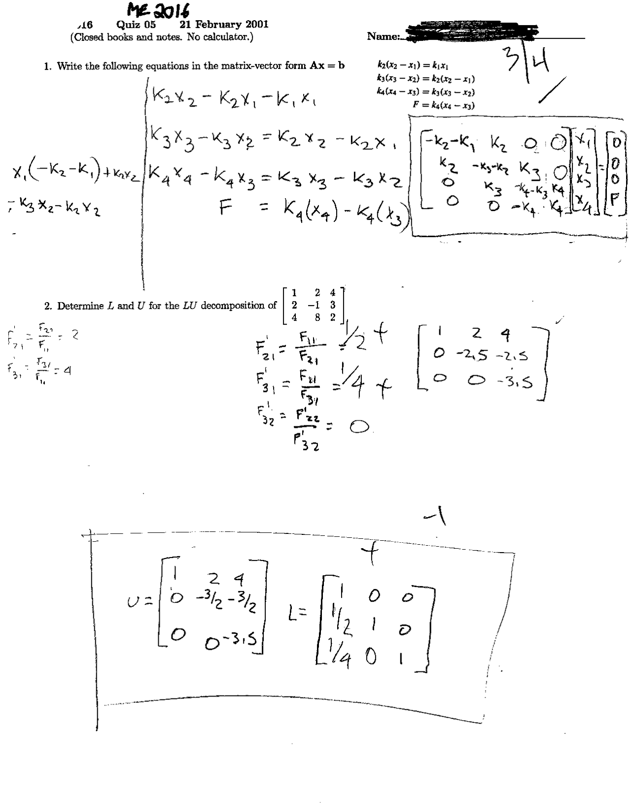2 Solved Problems on Vector Matrix in Computing Techniques - Quiz | ME 2016 - Docsity