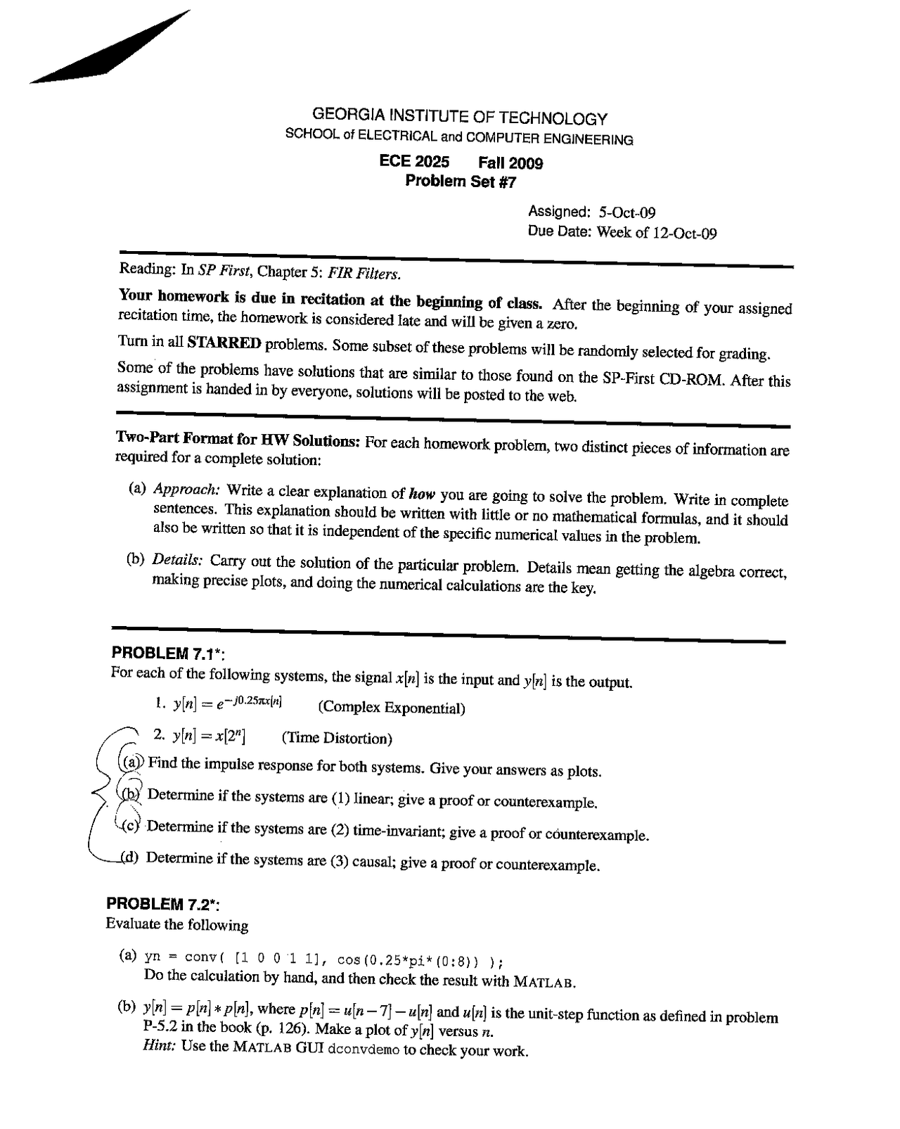 Solved Problems For Assignment 7 Introduction Signal Processing Ece 2025 Assignments
