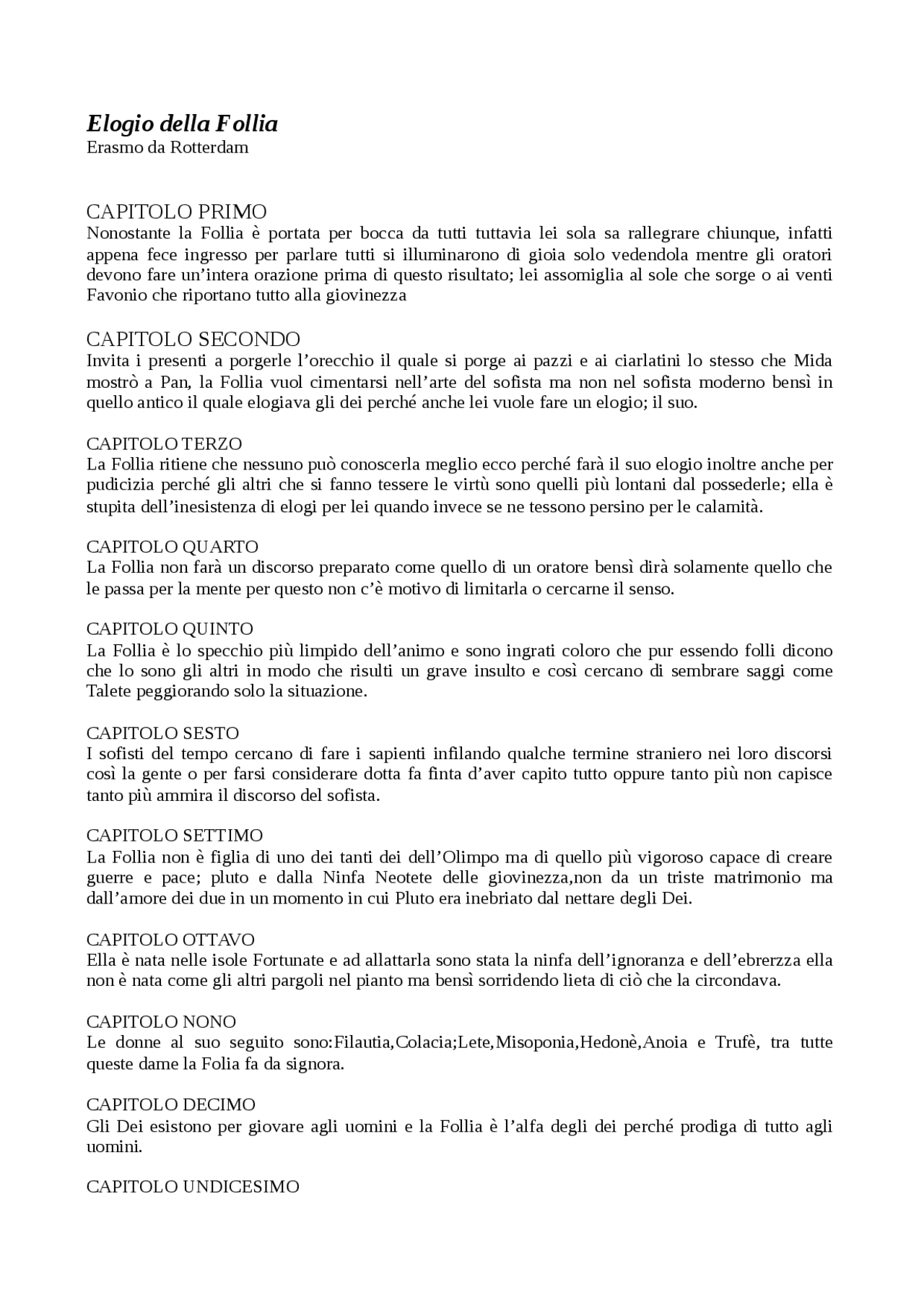 Elogio Alla Follia Docsity