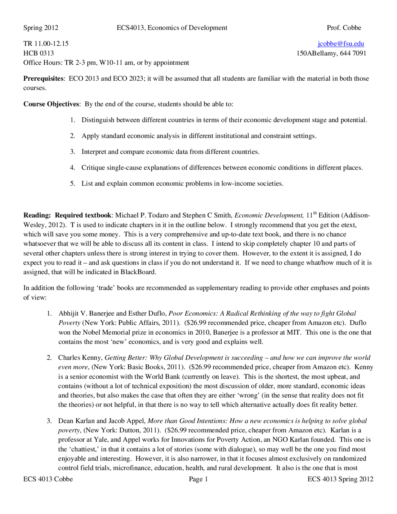 An Introduction To Economics Of Development Outline Ecs 4013 Docsity