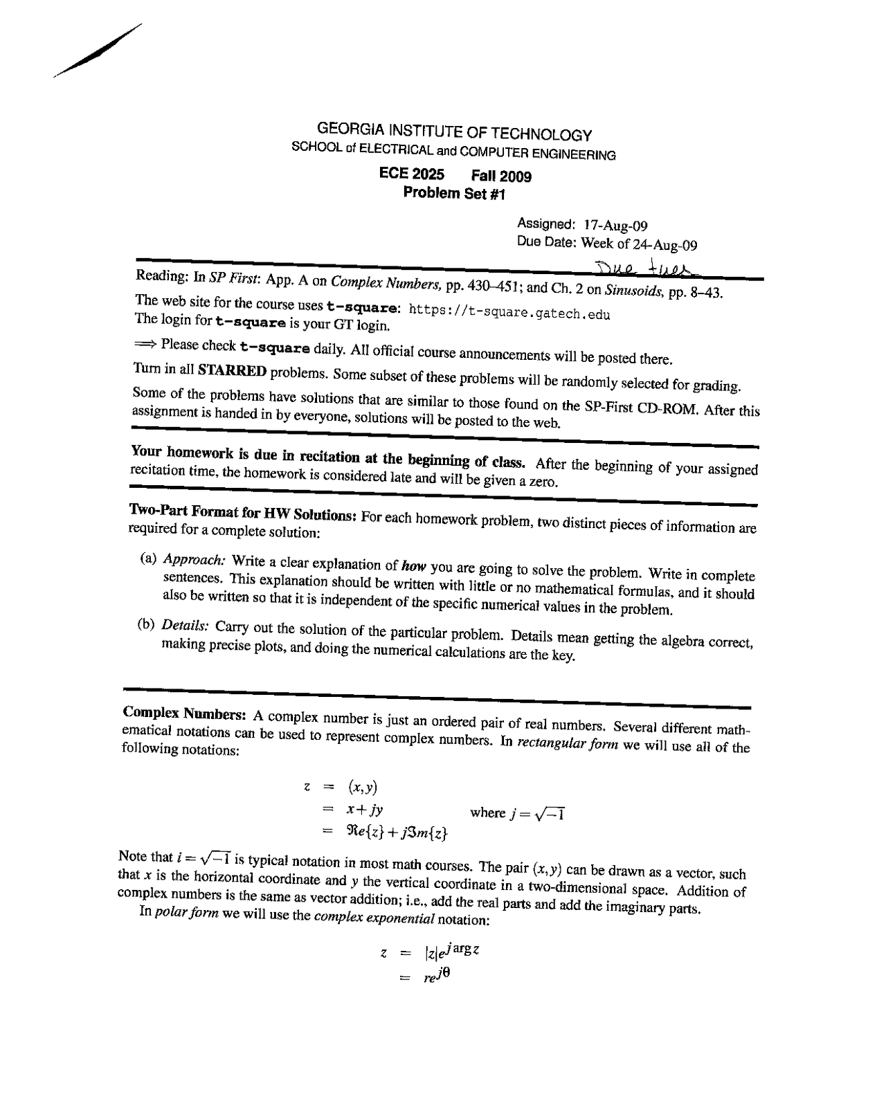 Problem Set 1 With Solution Introduction To Signal Processing Ece 0576