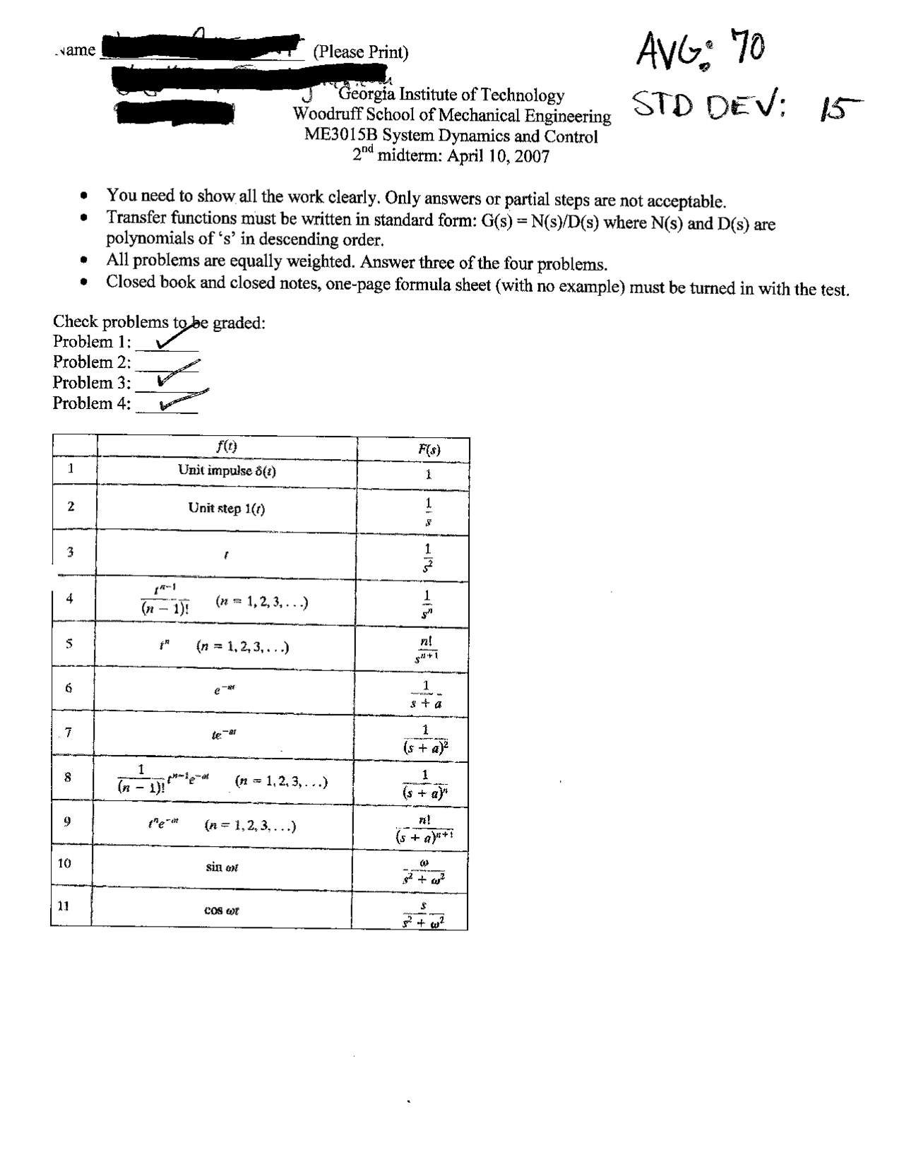 Midterm Exam With Solutions System Dynamics And Control Me 3015