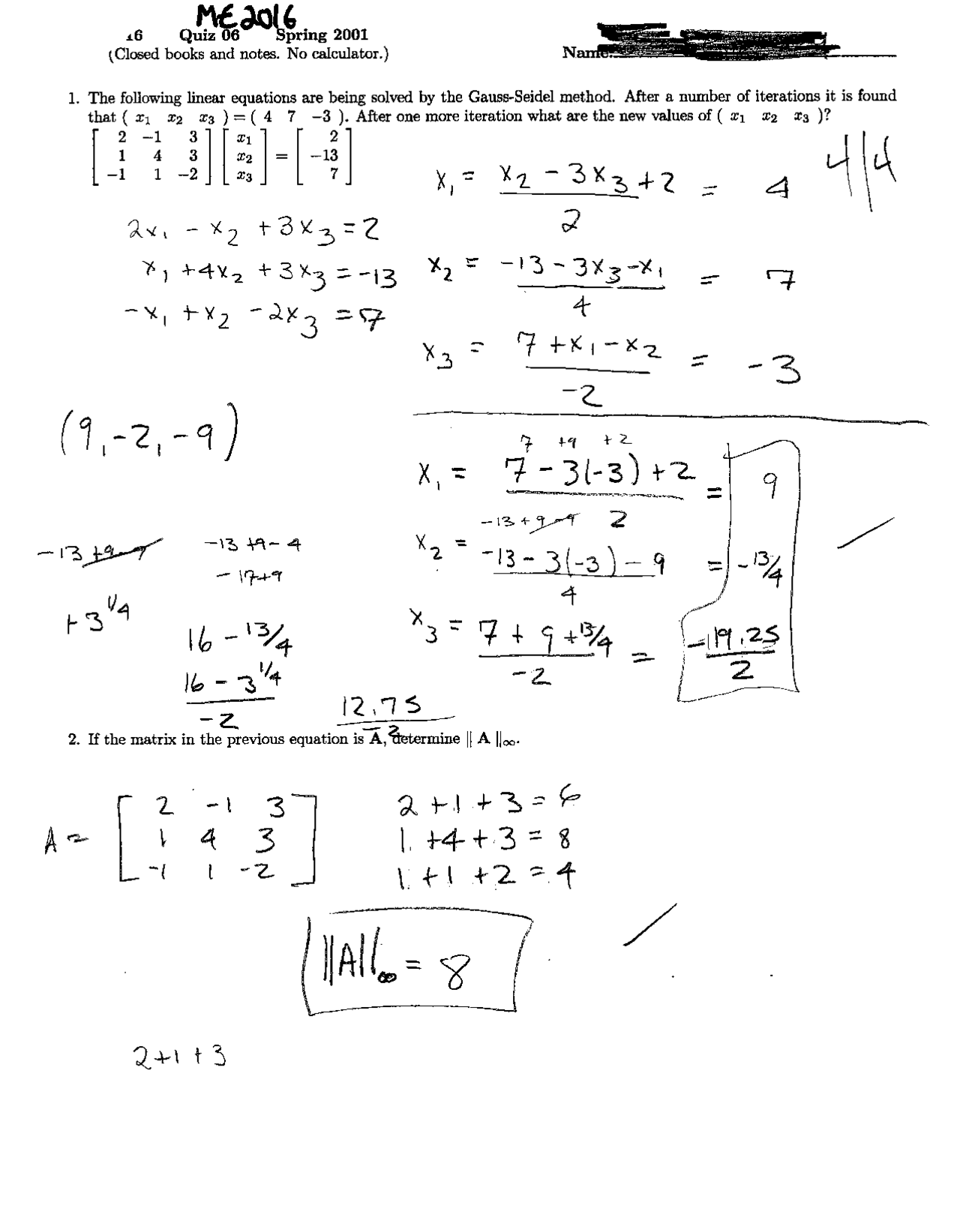 Quiz 6 With Solution Computing Techniques Me 2016 Docsity