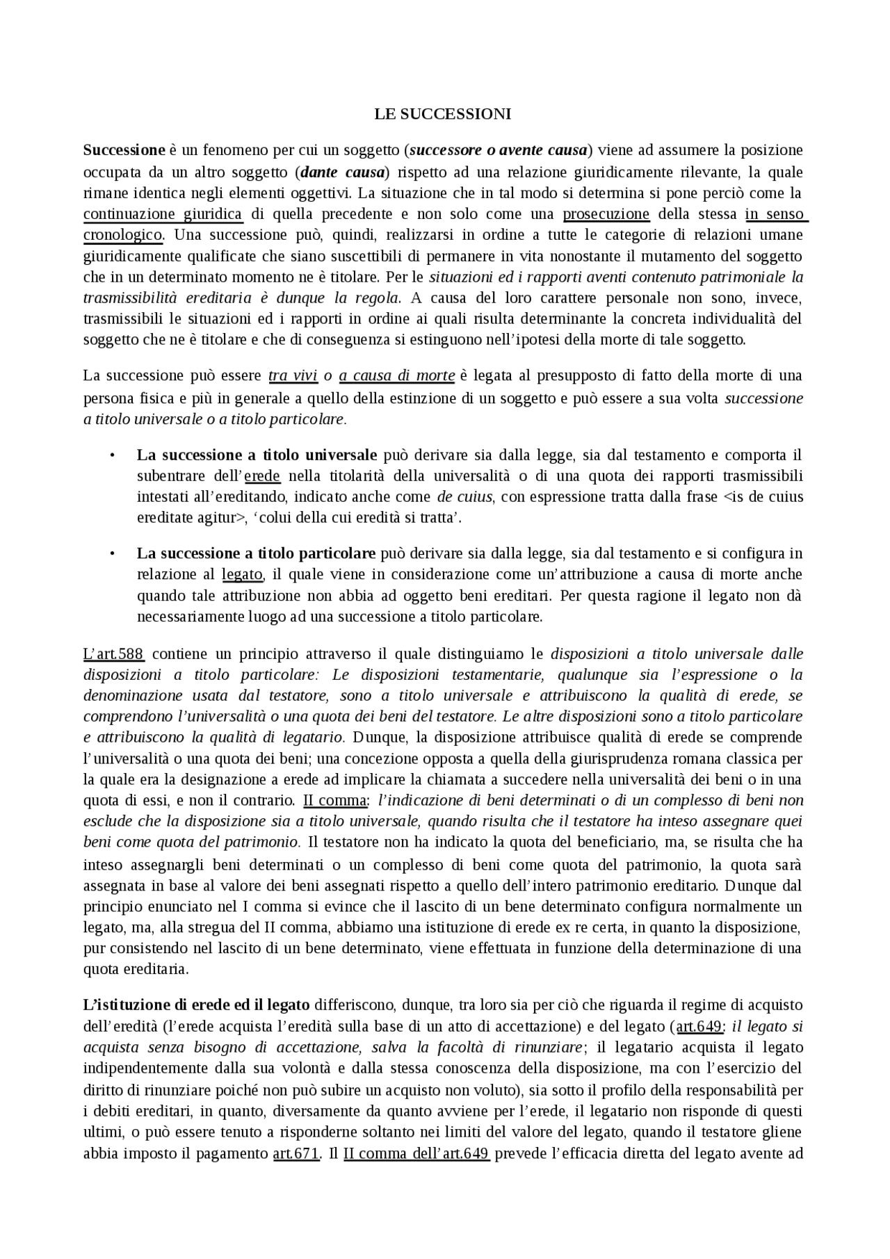 Le Successioni Docsity