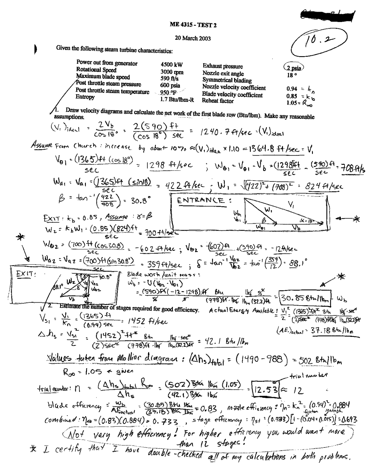 Test 2 Solved Energy Systems Analysis And Design Me 4315 Docsity
