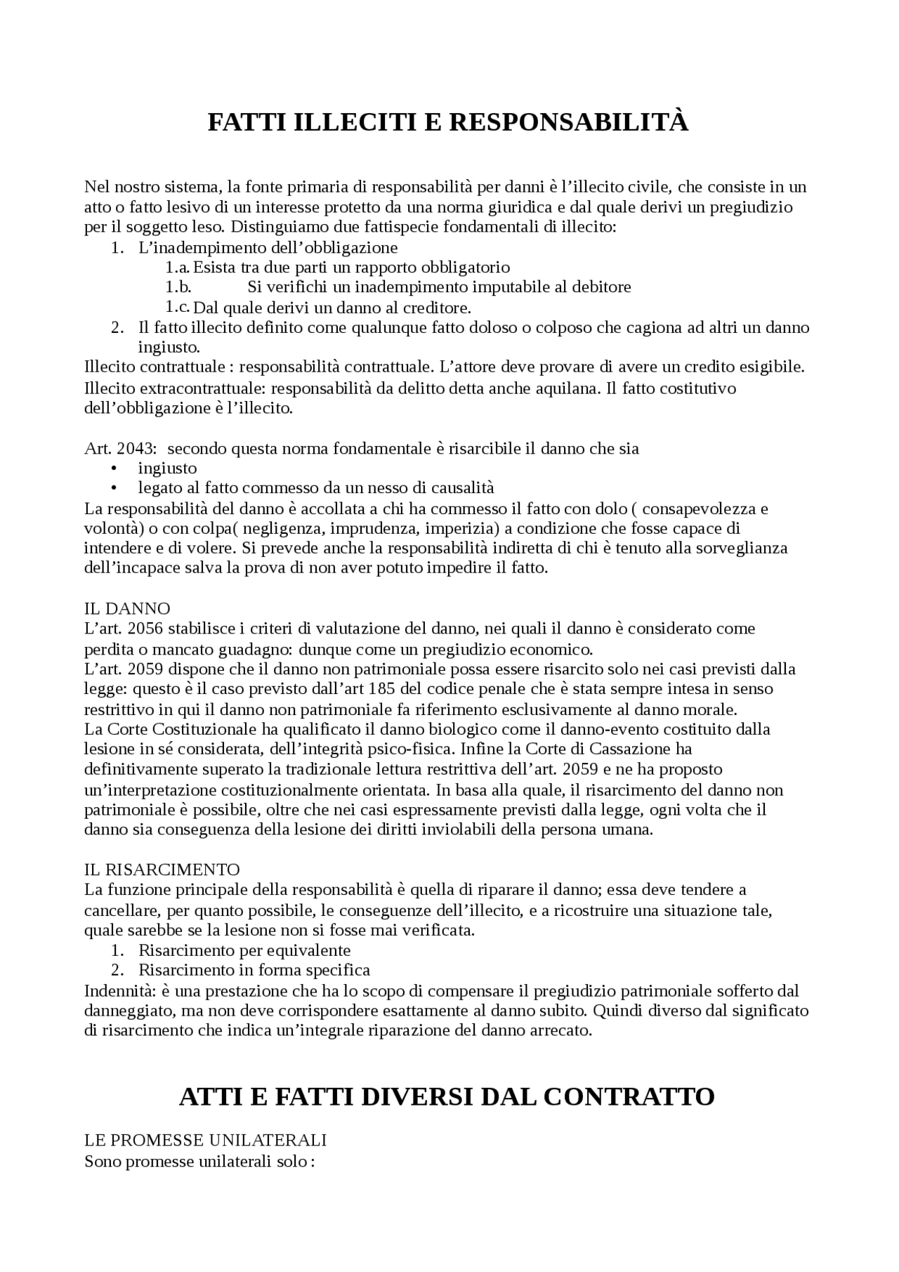 Fatti Illeciti E ResponsabilitÀ Docsity