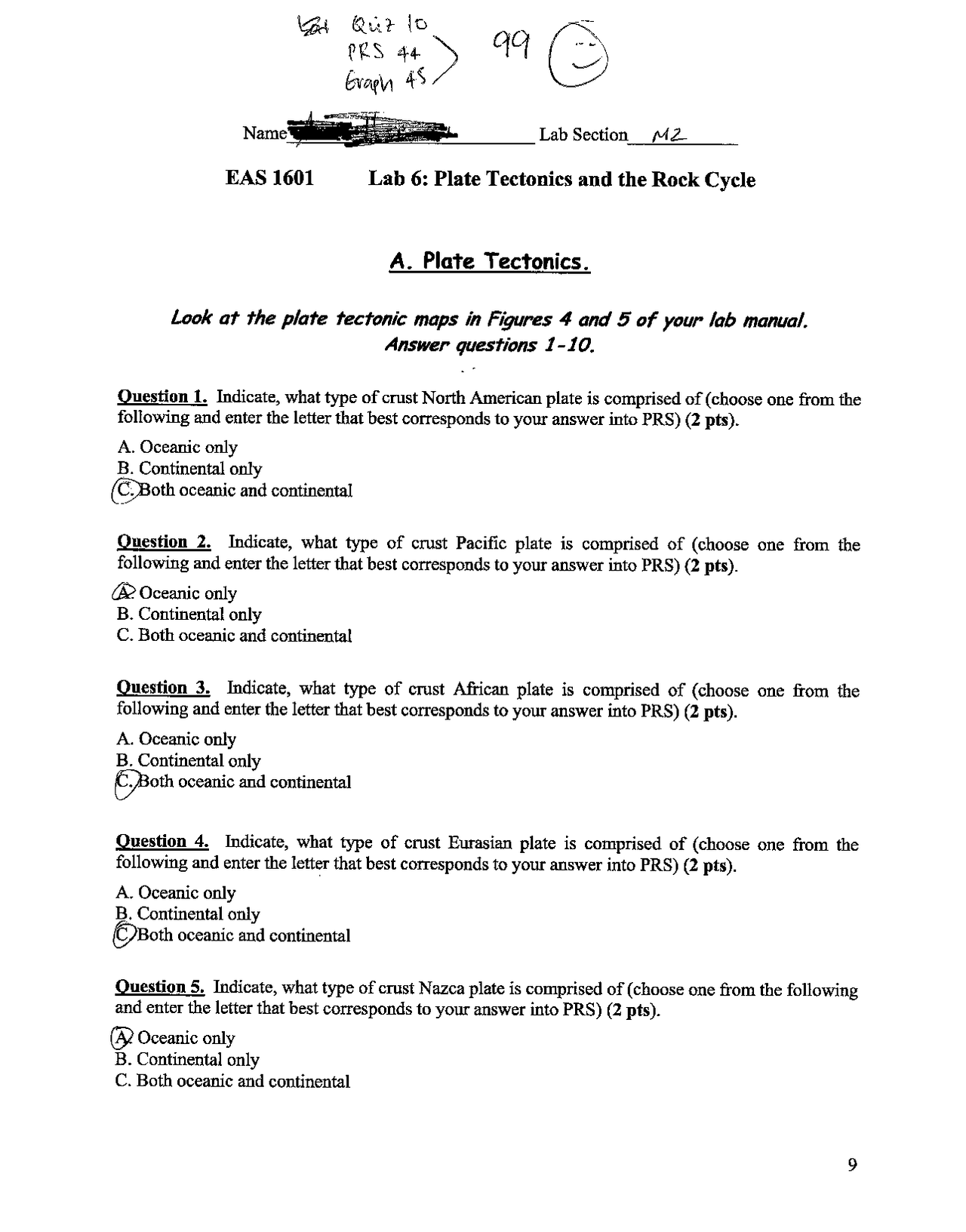 Lab On Plate Tectonics And The Rock Cycle Eas 1601 Docsity