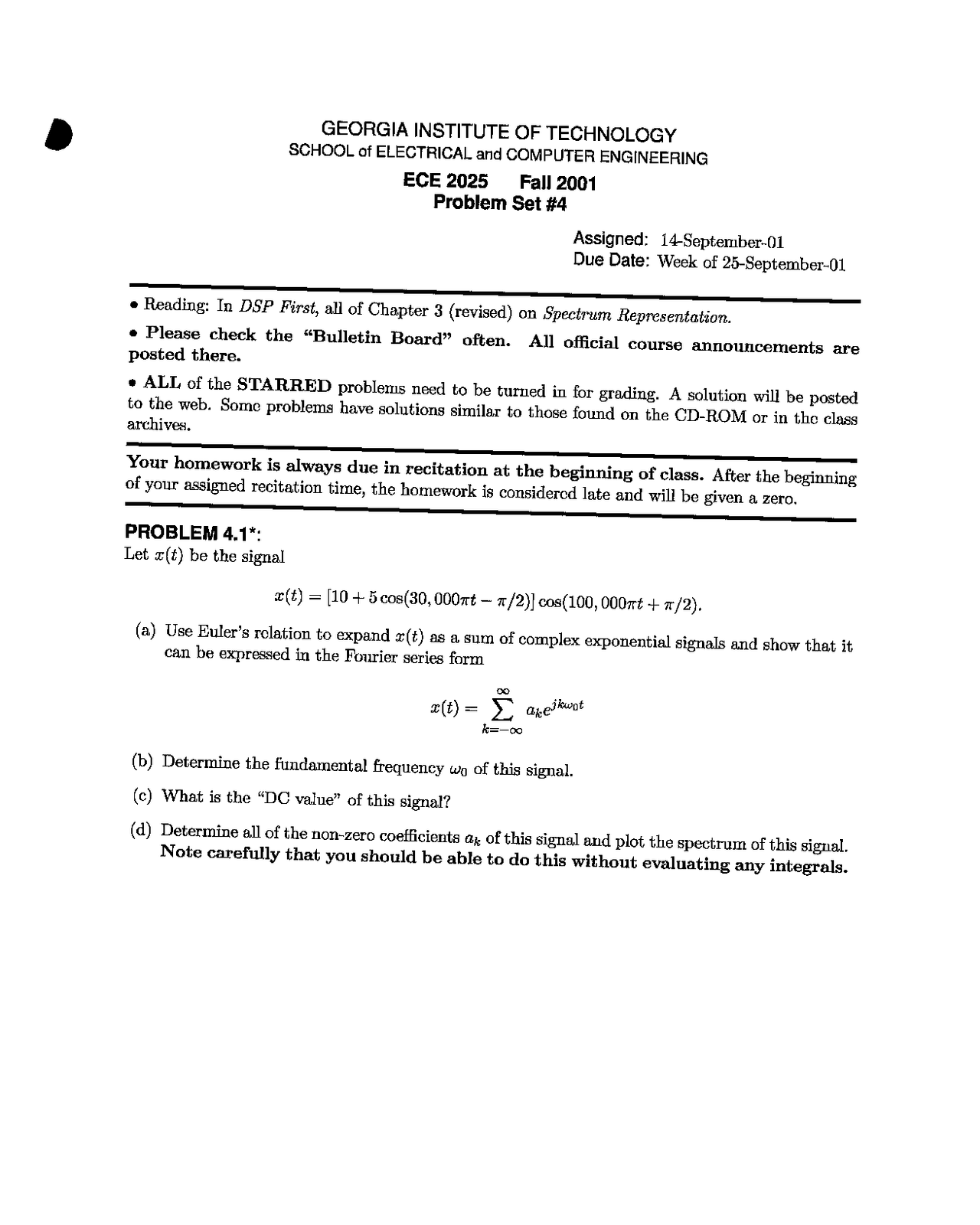 Solutions For Homework 4 Introduction To Signal Processing Ece 2025