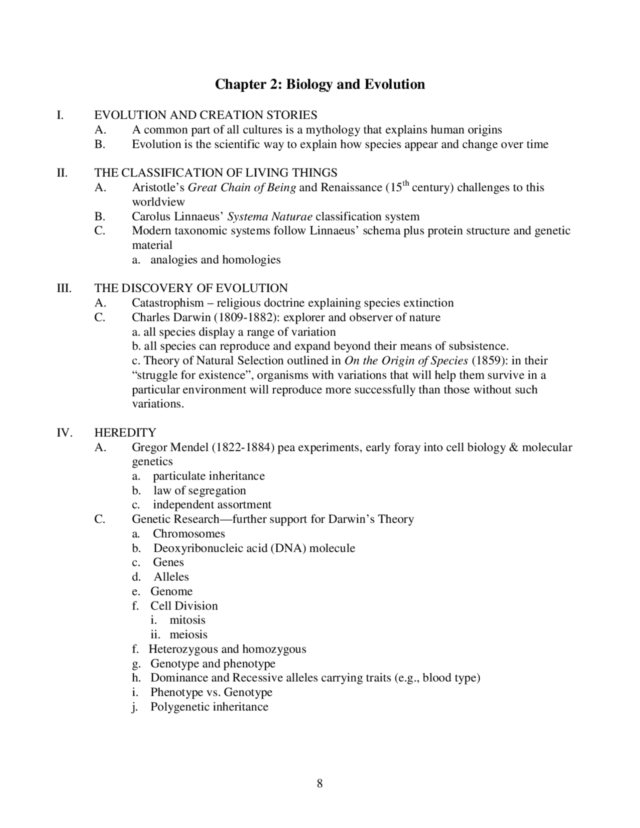 Notes On Biology And Evolutions Introduction To Anthropology Anth
