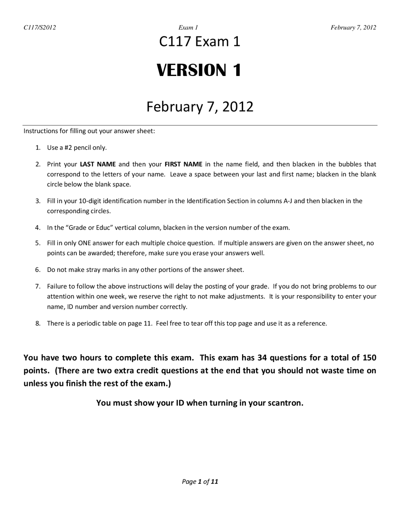 Exam 1 For Principles Of Chemistry And Biochemistry I Chem Docsity