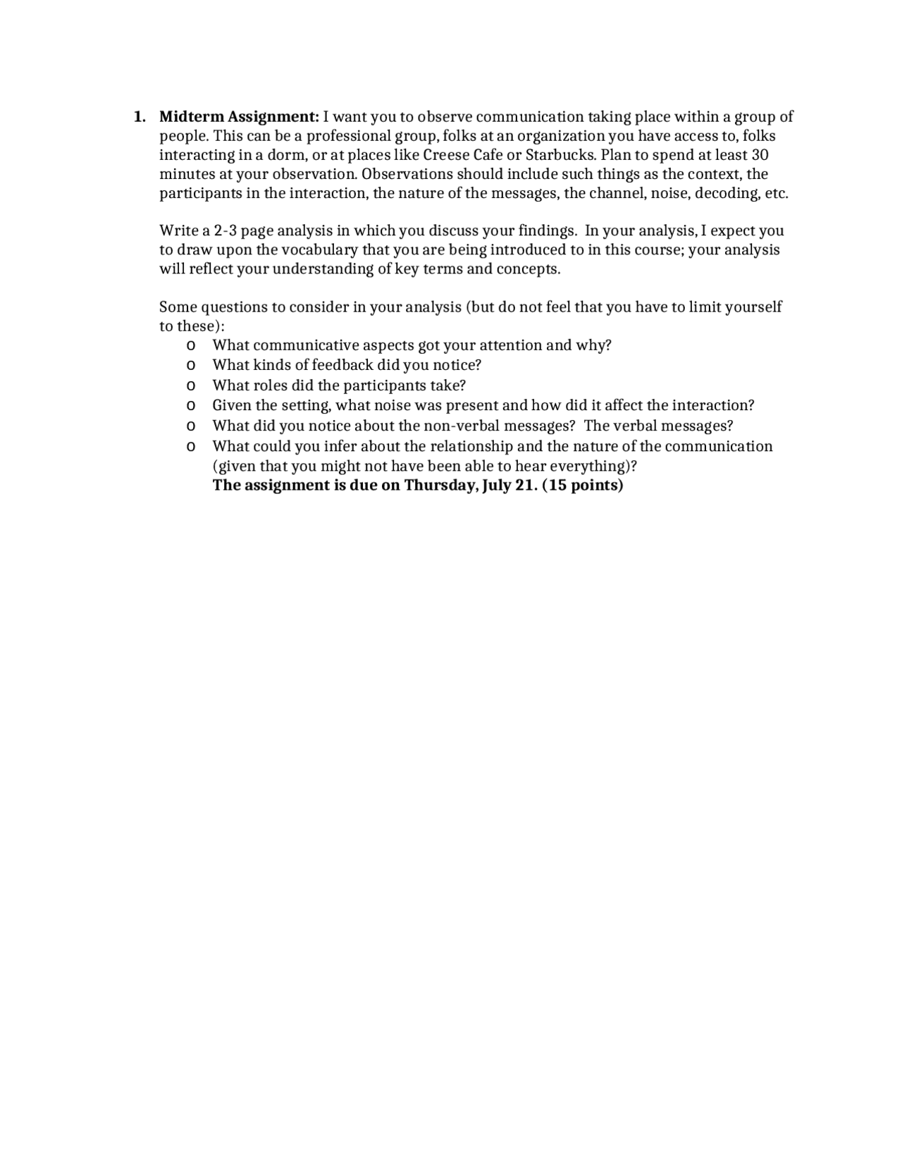 Principles Of Communication Midterm Assignment Com 111 Docsity