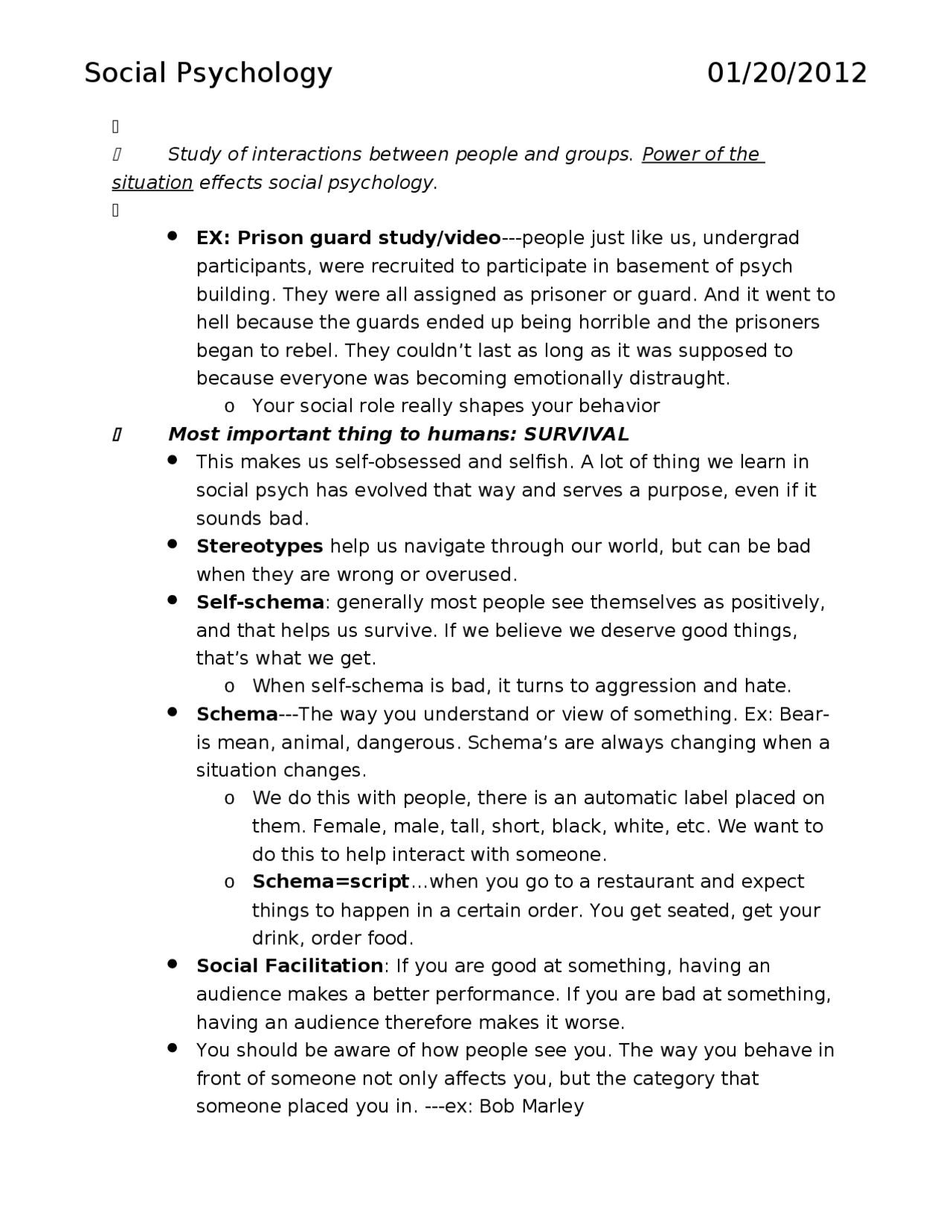 Notes On Social Psychology Exam 1 Psyc 3140 Docsity