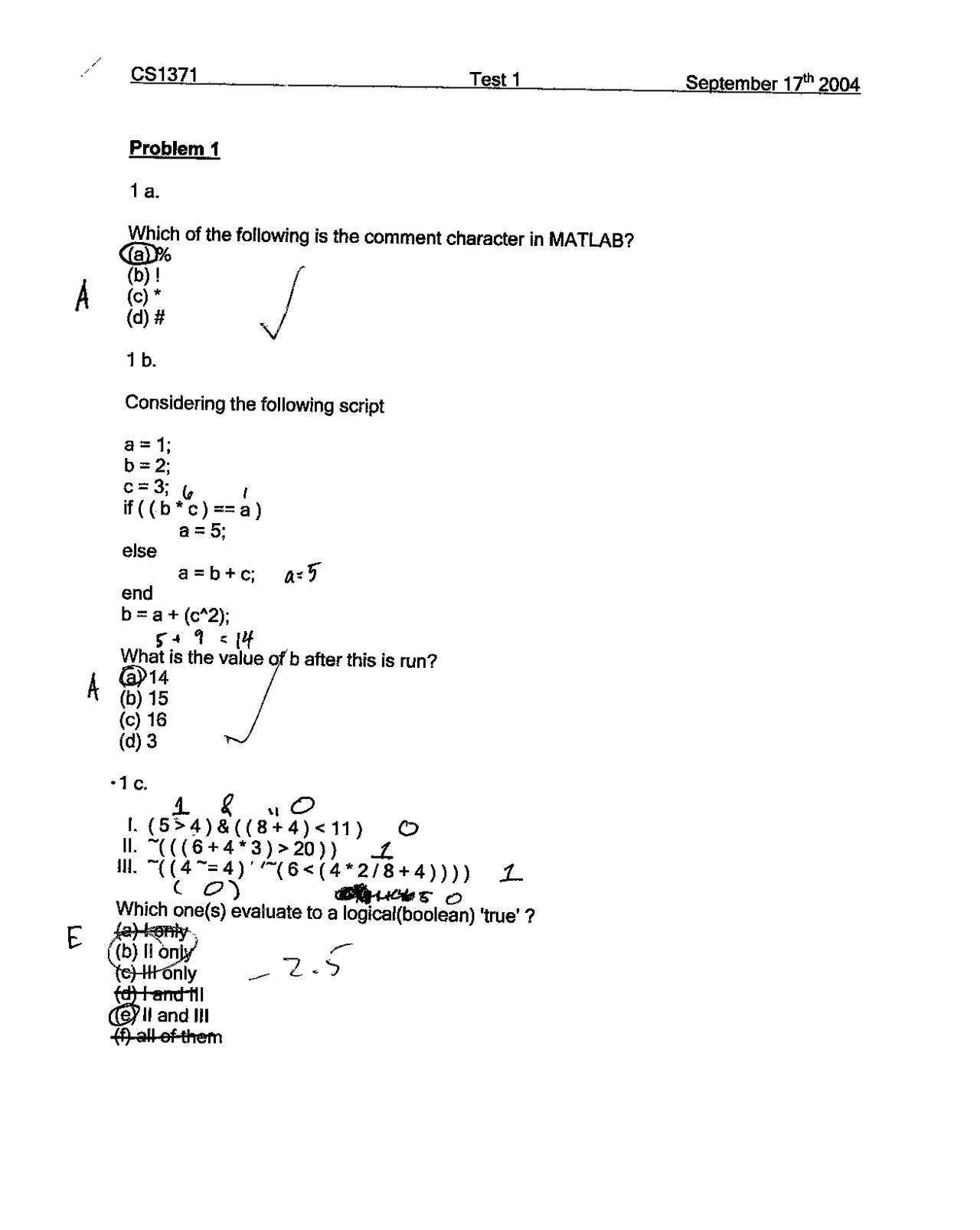 Resolution Of Practice Test 1 Computing For Engineers Fall 2004