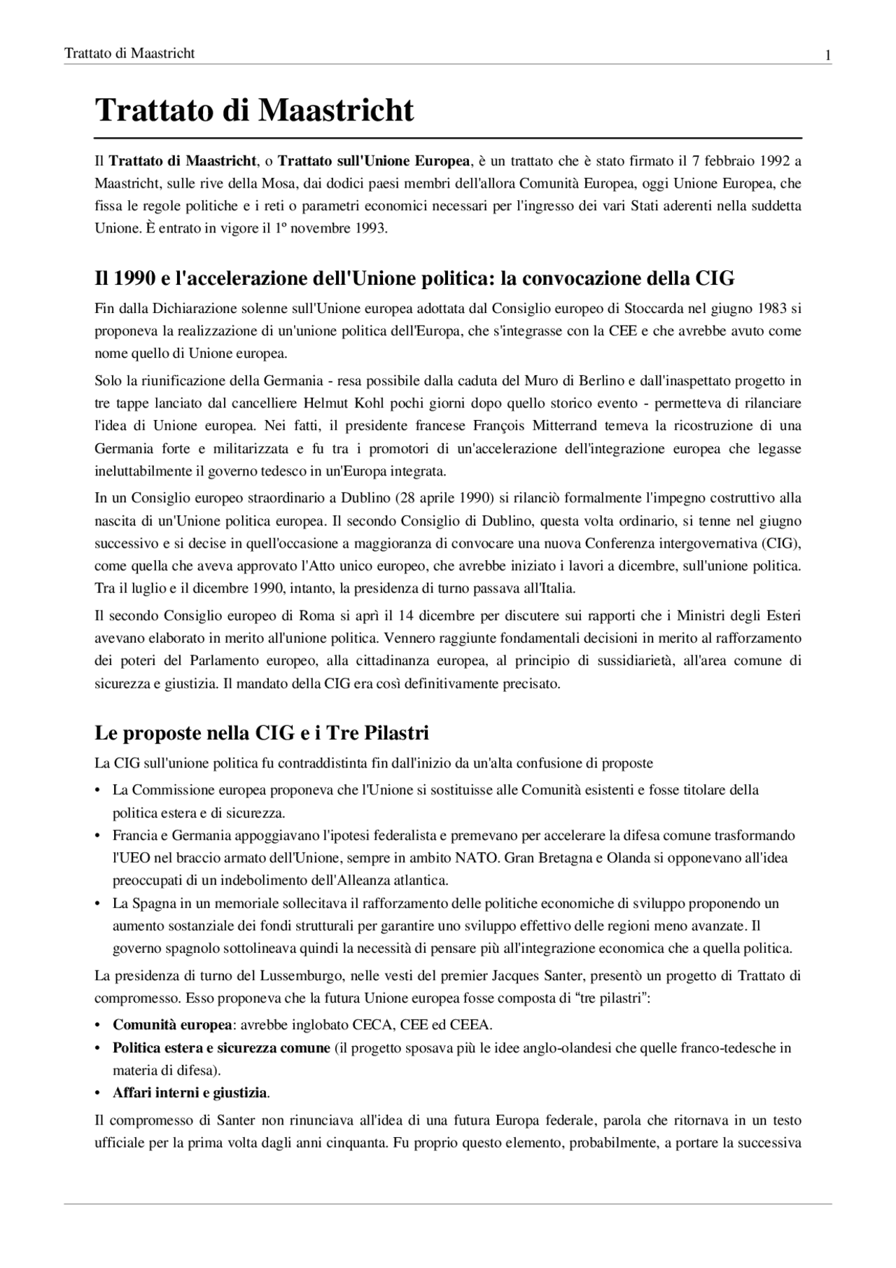 Trattato Di Maastricht Docsity