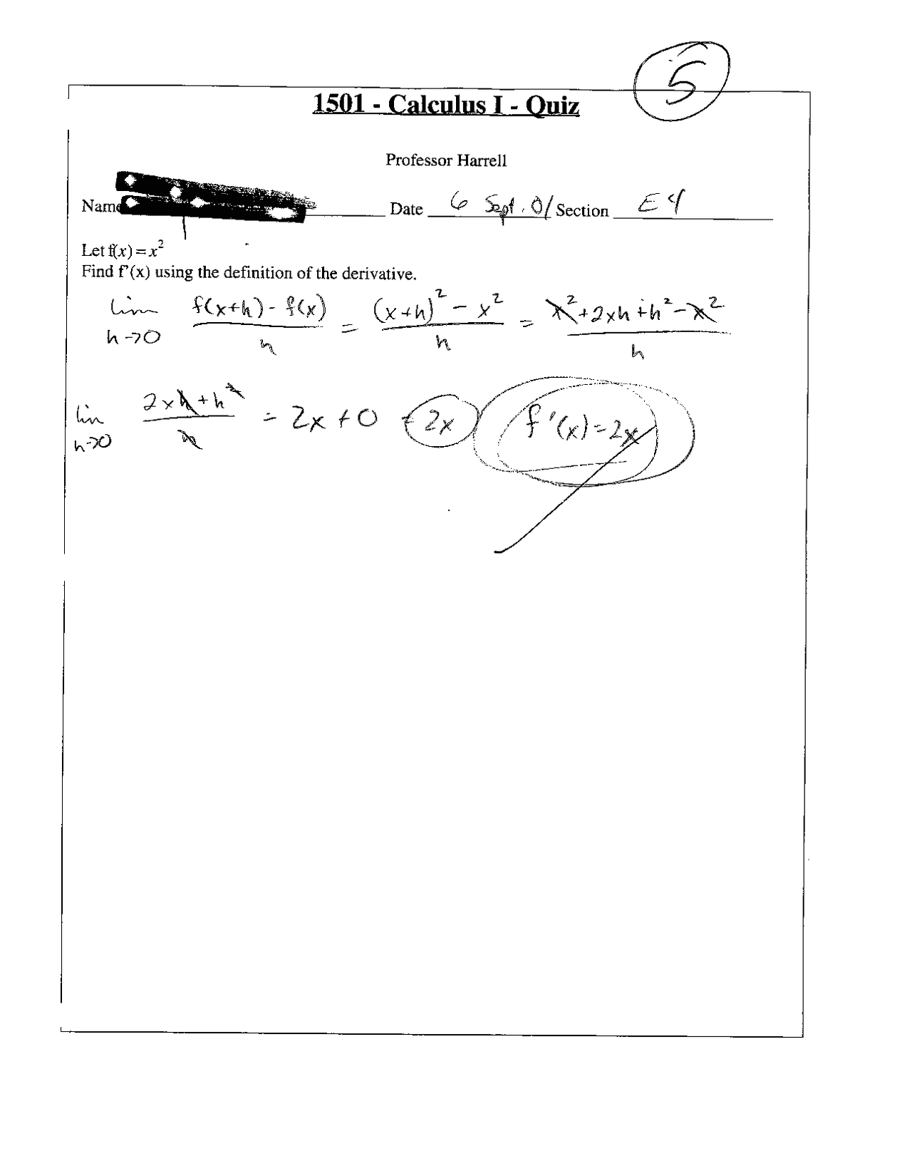 Quiz 1 With Resolution Calculus I Math 1501 Docsity